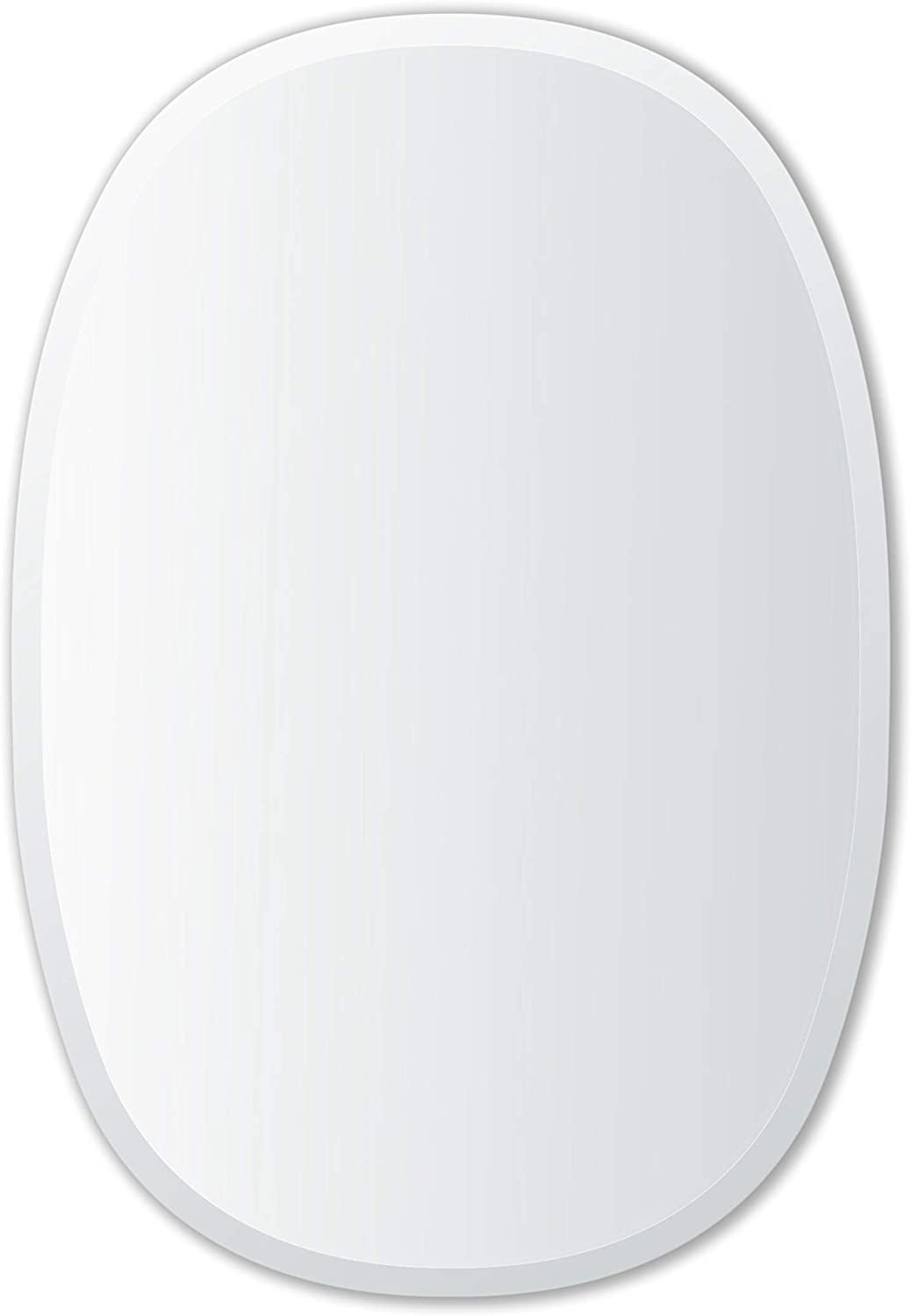 Better Bevel 24" x 36" Frameless Oblong Oval Mirror | 1" Beveled Edge ...