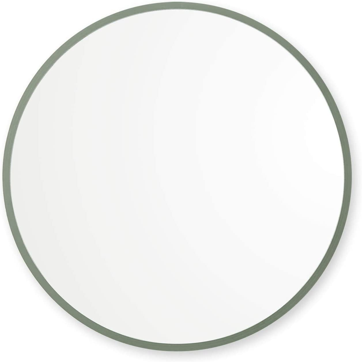 Better Bevel 30” x 30” Sage Green Rubber Framed Mirror | Round Bathroom ...
