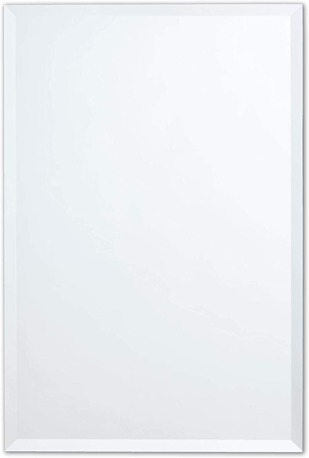 Better Bevel Frameless Rectangle Mirror, 20" x 30" Bathroom Wall Mirror ...