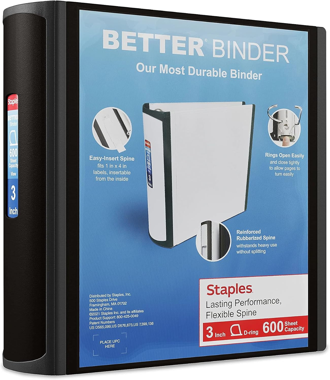 Better Binder 3-inch 3-Ring Letter Size Binder, Black, 12/Pack (ST55888 ...