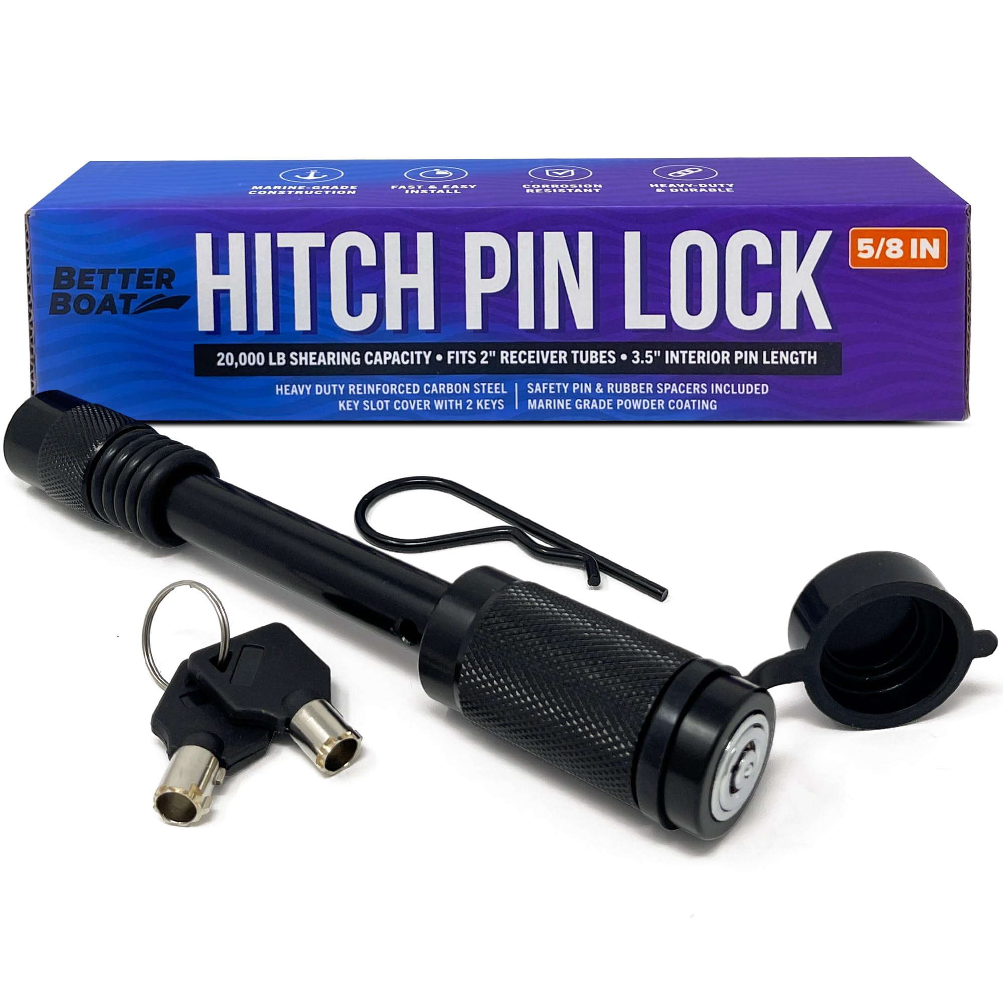 Better Boat Lockable Hitch Pin Lock 5/8" Hitch Lock for Trailer Hitch ...