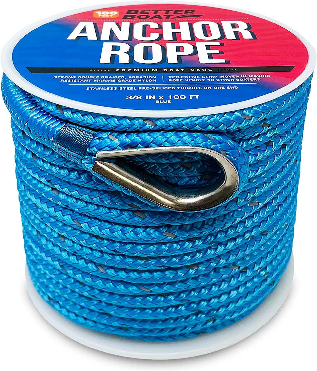 Better Boat Premium Anchor Rope Double Braided Boat Anchor Line 100 ft ...