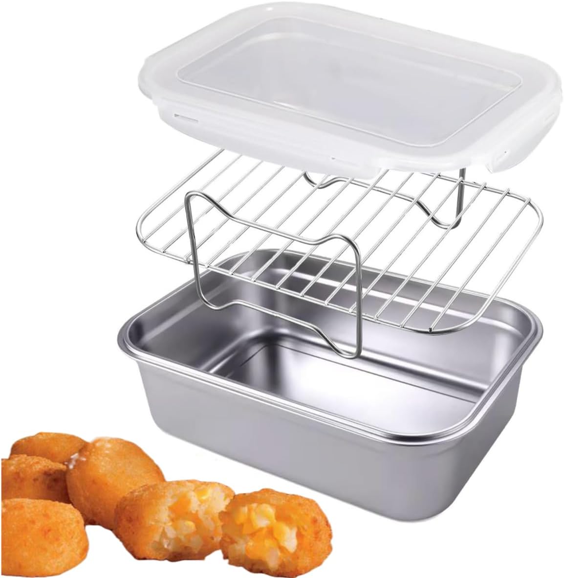 Better Breader Shaker Bowl with Lid, 2.6QT Stainless Steel Breading ...