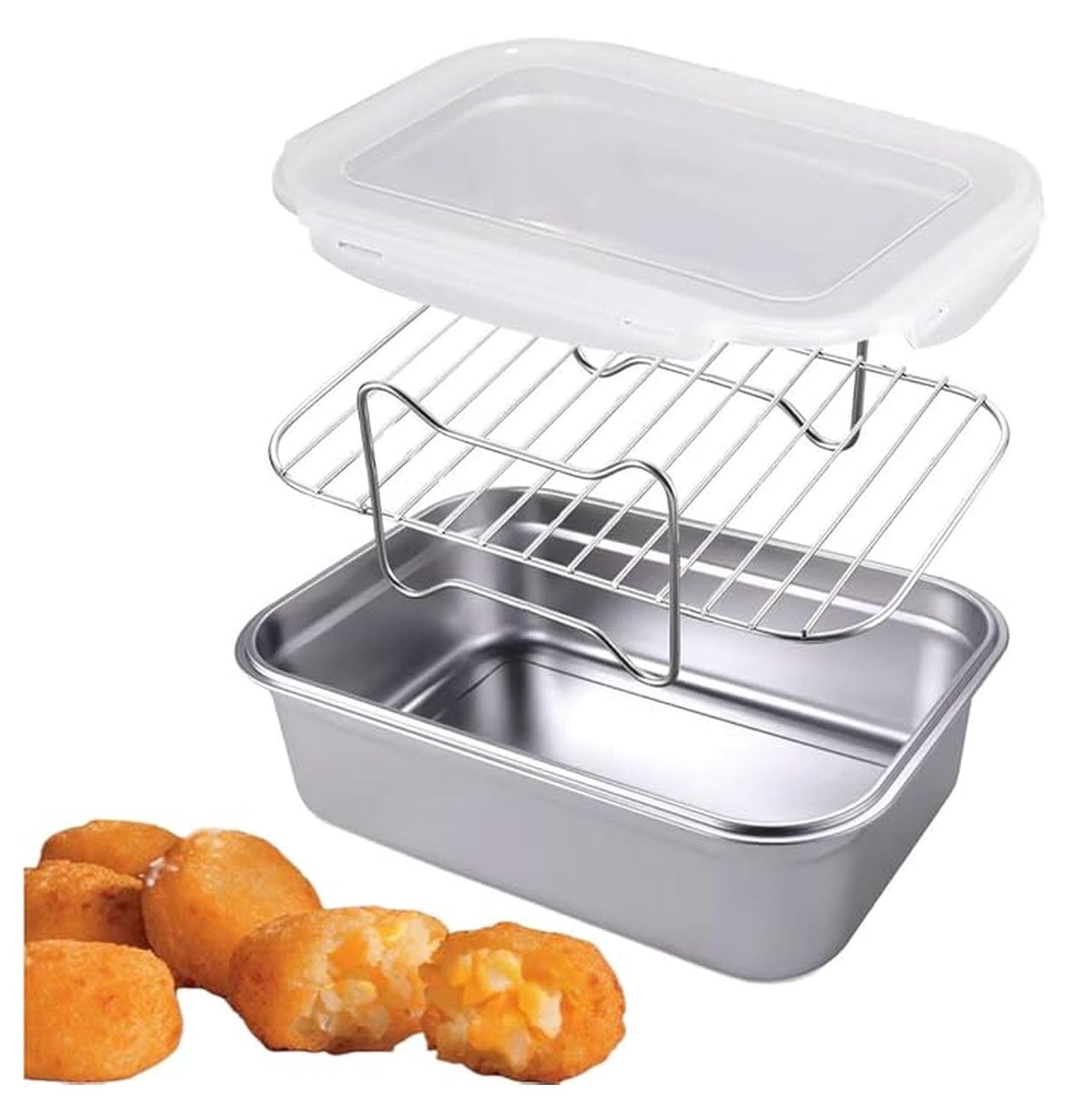 Better Breader Shaker Bowl with Lid, 2.6QT Stainless Steel Breading ...