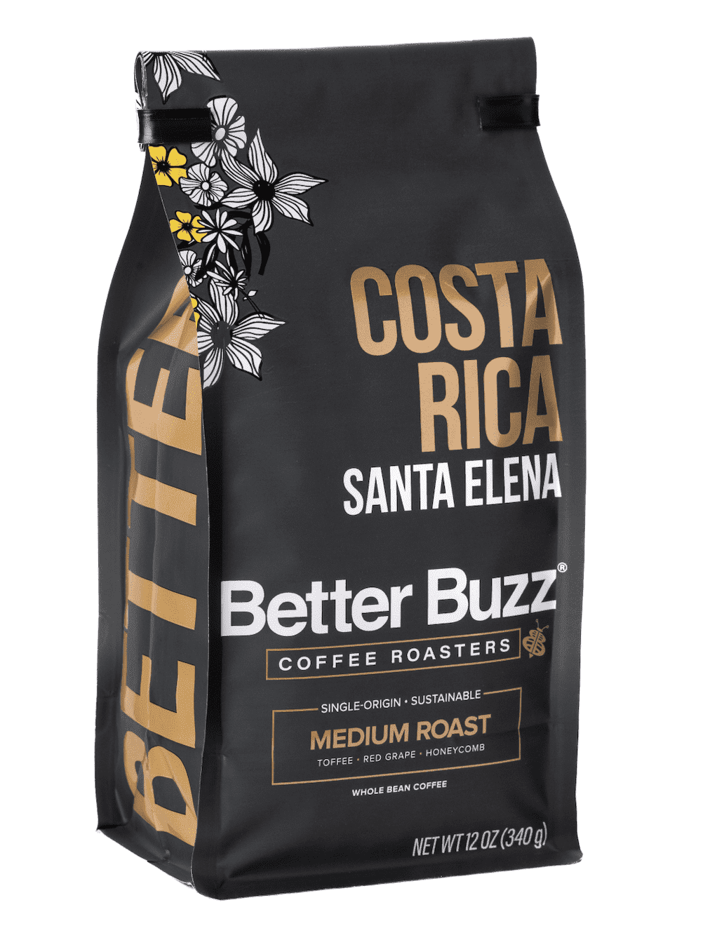 Better Buzz Coffee, Whole Bean Coffee, 12oz, Medium Roast Costa Rica ...