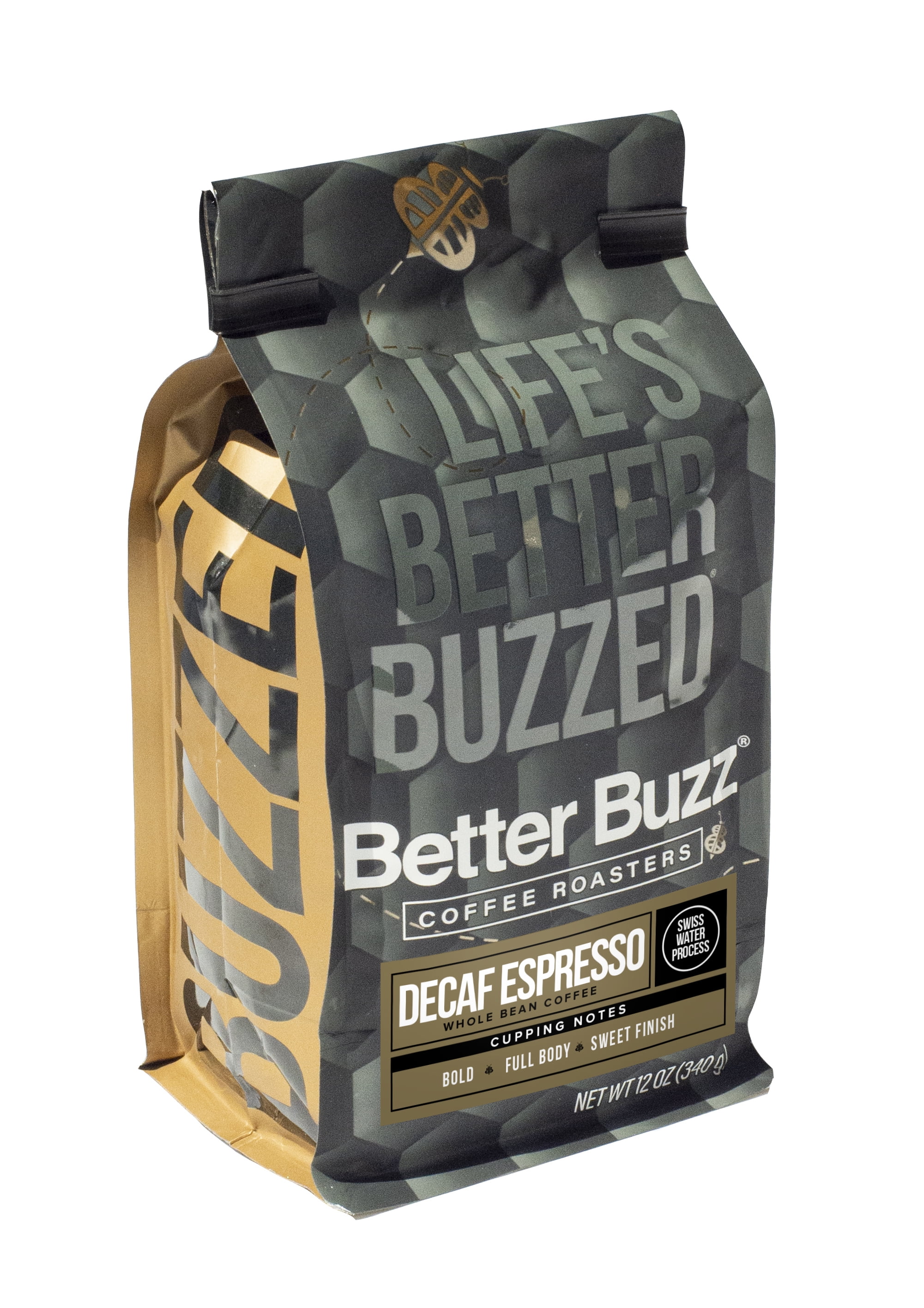Better Buzz Decaf Espresso Dark Roast Whole Bean Coffee 12oz., Swiss Water Processed - Walmart.com