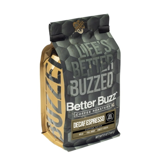 Better Buzz Organic Decaf Espresso Dark Roast Whole Bean Coffee, Swiss Water Processed, 12oz ...