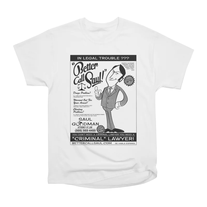 Better Call Saul Criminal Lawyer ads T-Shirt Tee Gift For Him Merch For ...
