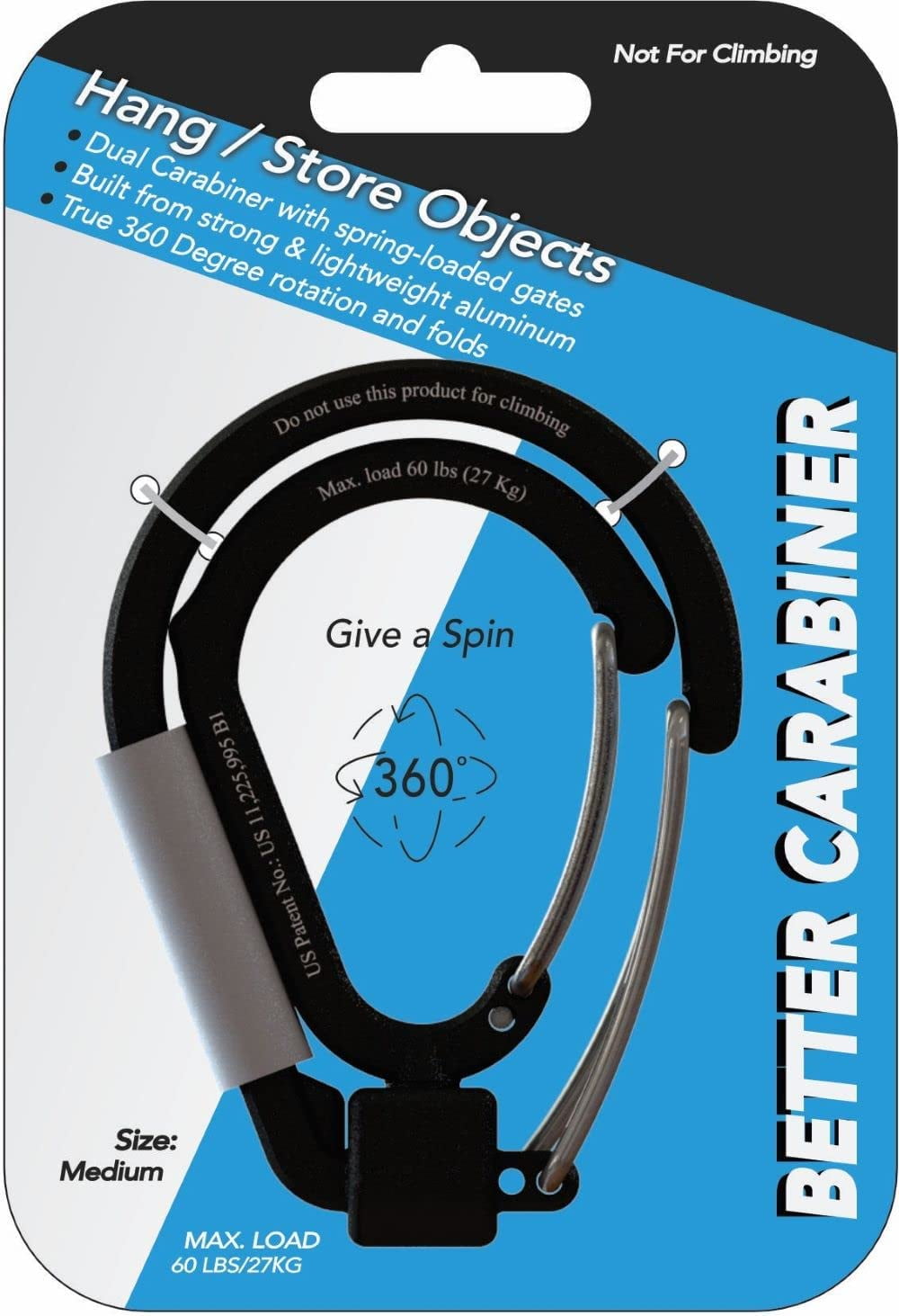 Better Carabiner, Dual Carabiner, 360 Degree Swivel, Spring-Loaded ...