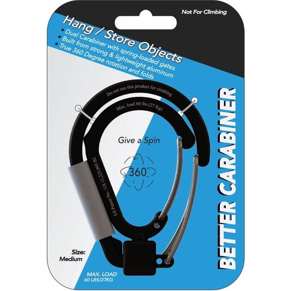 Better Carabiner, Dual Carabiner, 360 Degree Swivel, Spring-Loaded ...