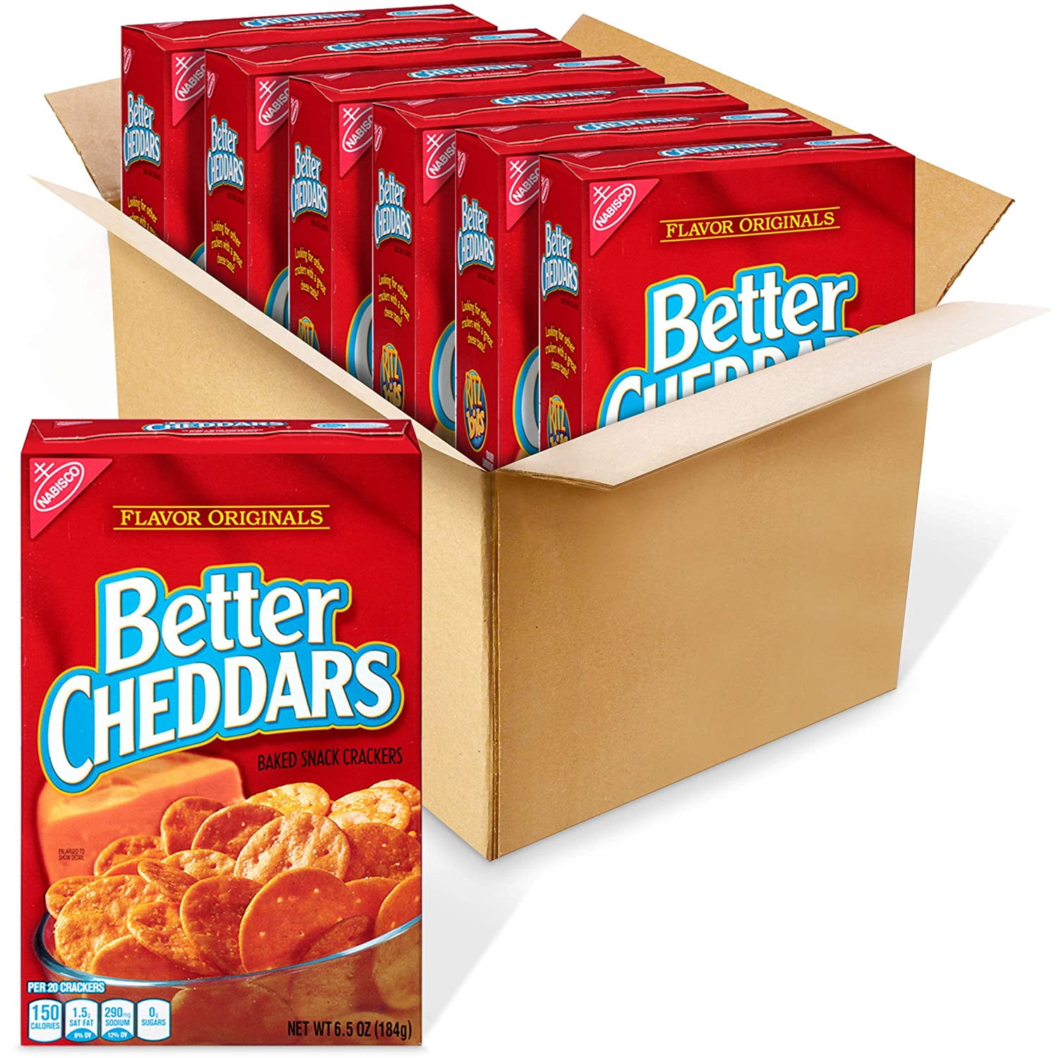 Better Cheddars Baked Snack Cheese Crackers, 6 - 6.5 Ounce Boxes (Pack ...