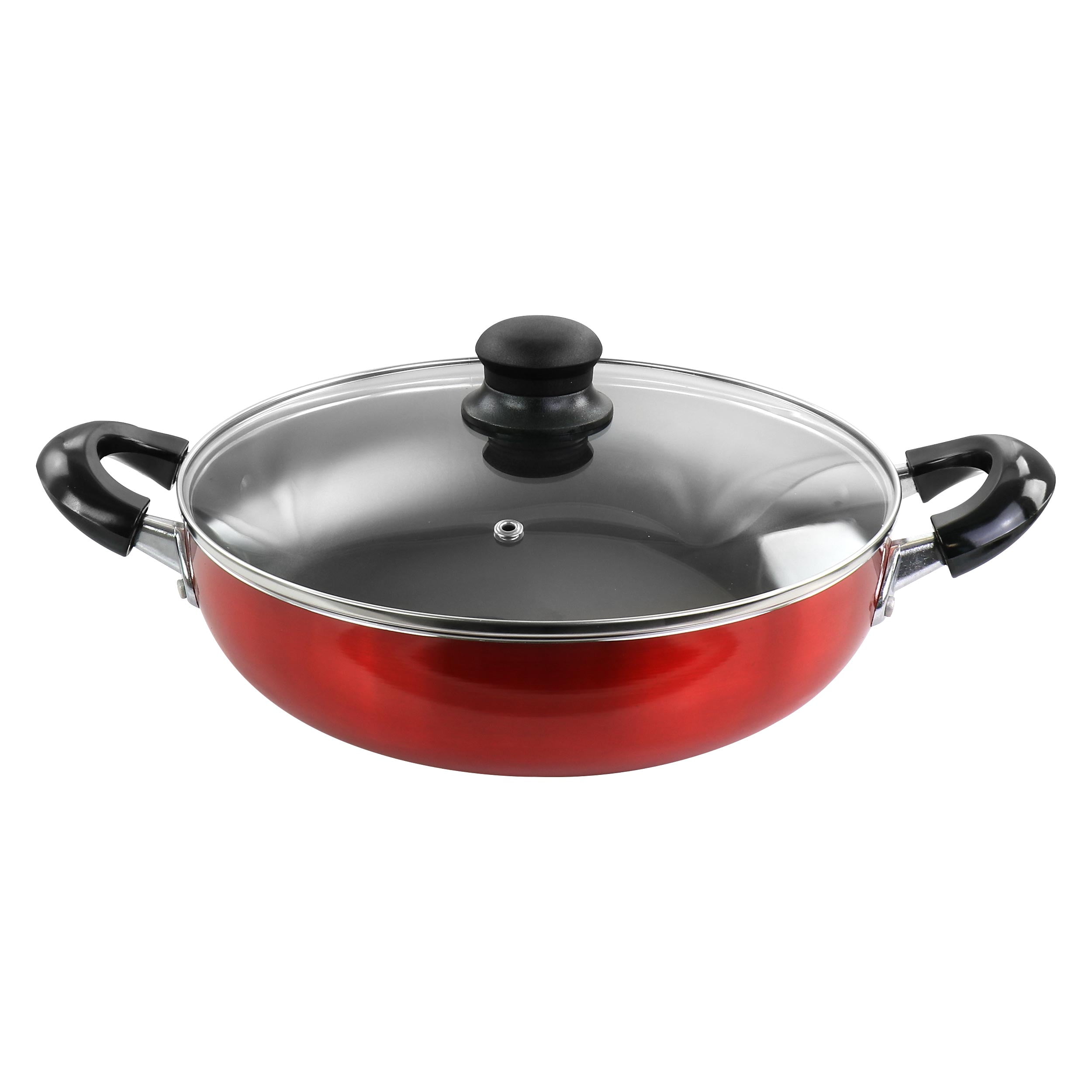 Better Chef Family Size 10 Inch Red Aluminum Deep Frying Pan with Glass ...