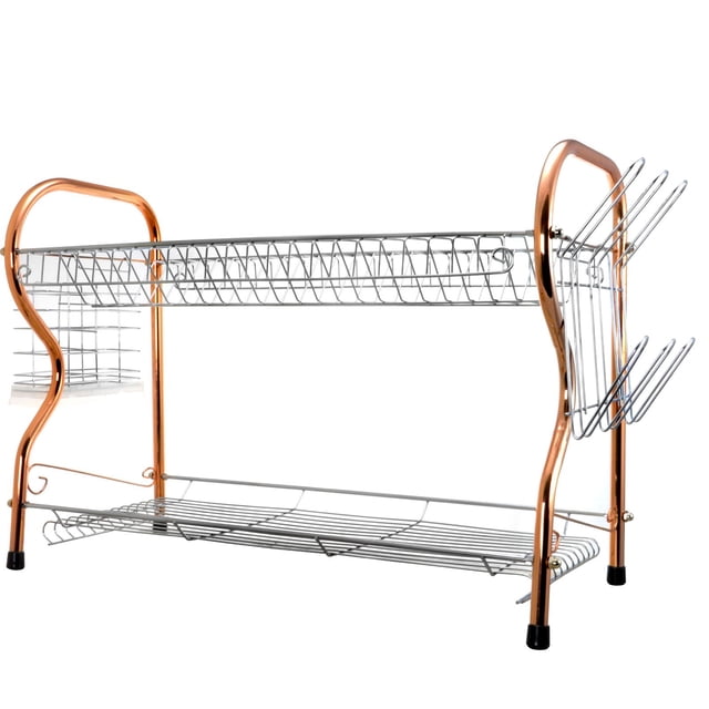 Better Chef 2-Tier 16 in. Chrome Plated Dish Rack in Copper - Walmart ...