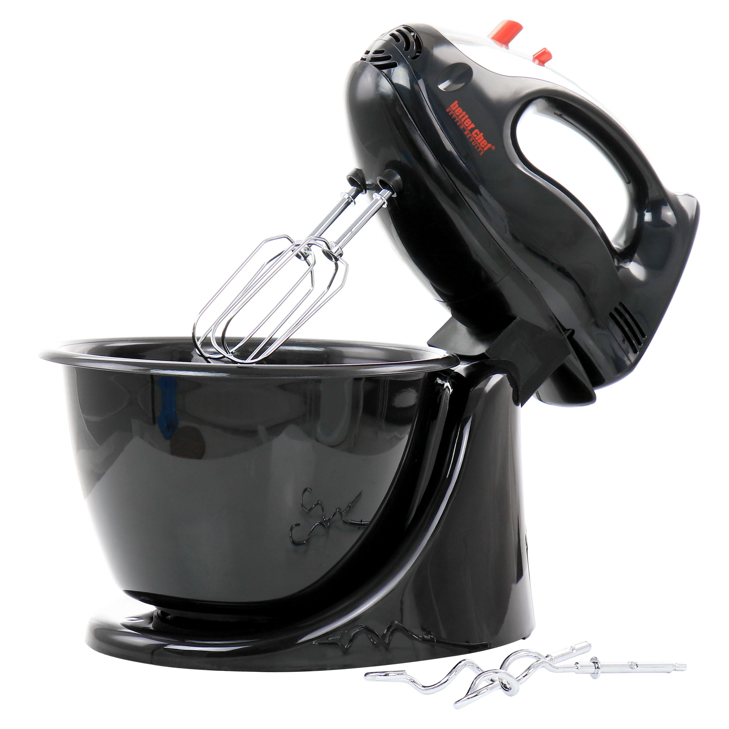 Better Chef 200 Watt Stand Mixer / Hand Mixer in Black with Mixing Bowl ...