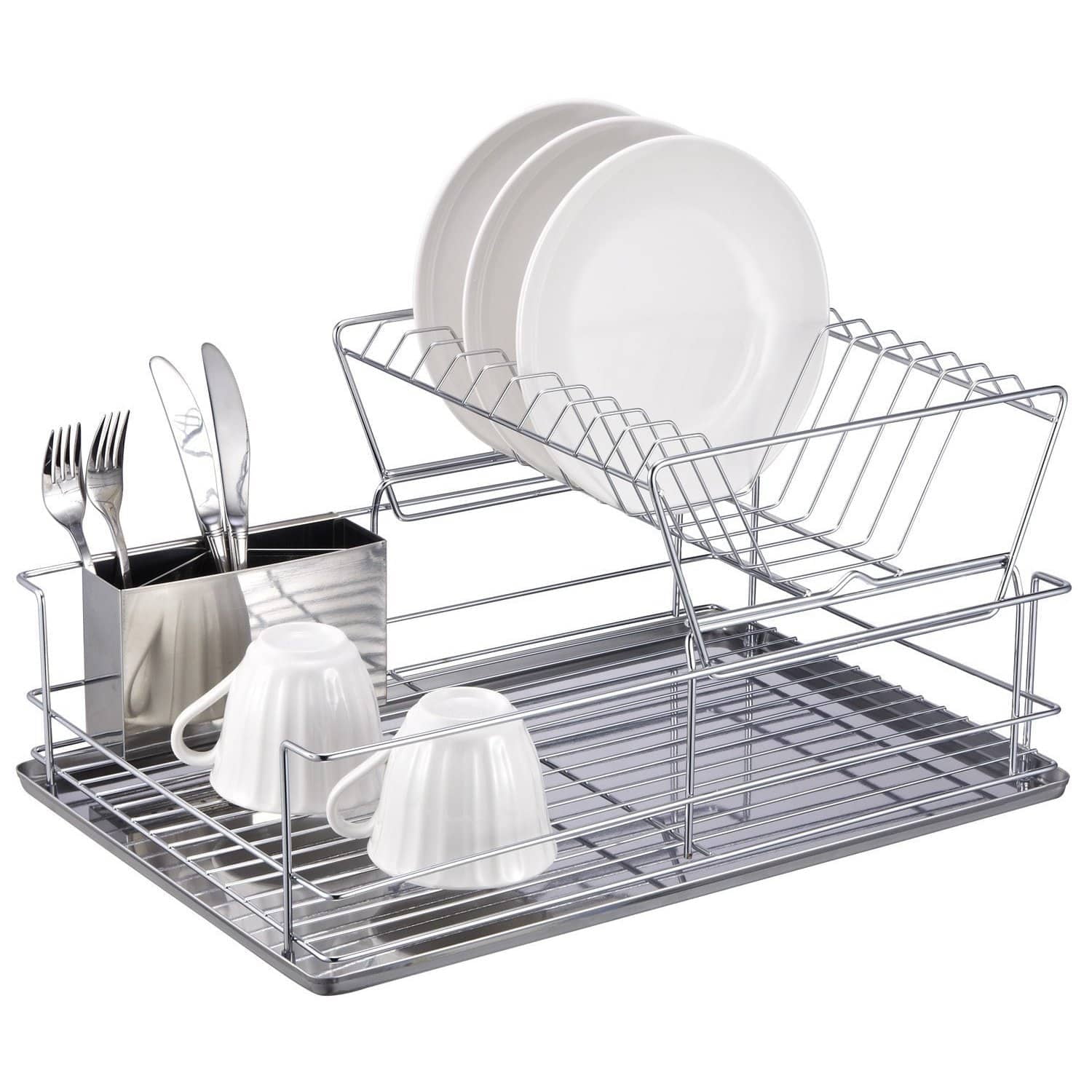 Better Chef 22 Inch Chrome Dish Rack with Utensil Holder, Cup Rack and ...