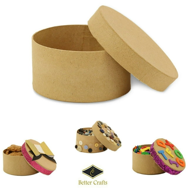 Better Crafts Mache Brown Paper Gift Box, with Lid 4" x 4" - Walmart.com