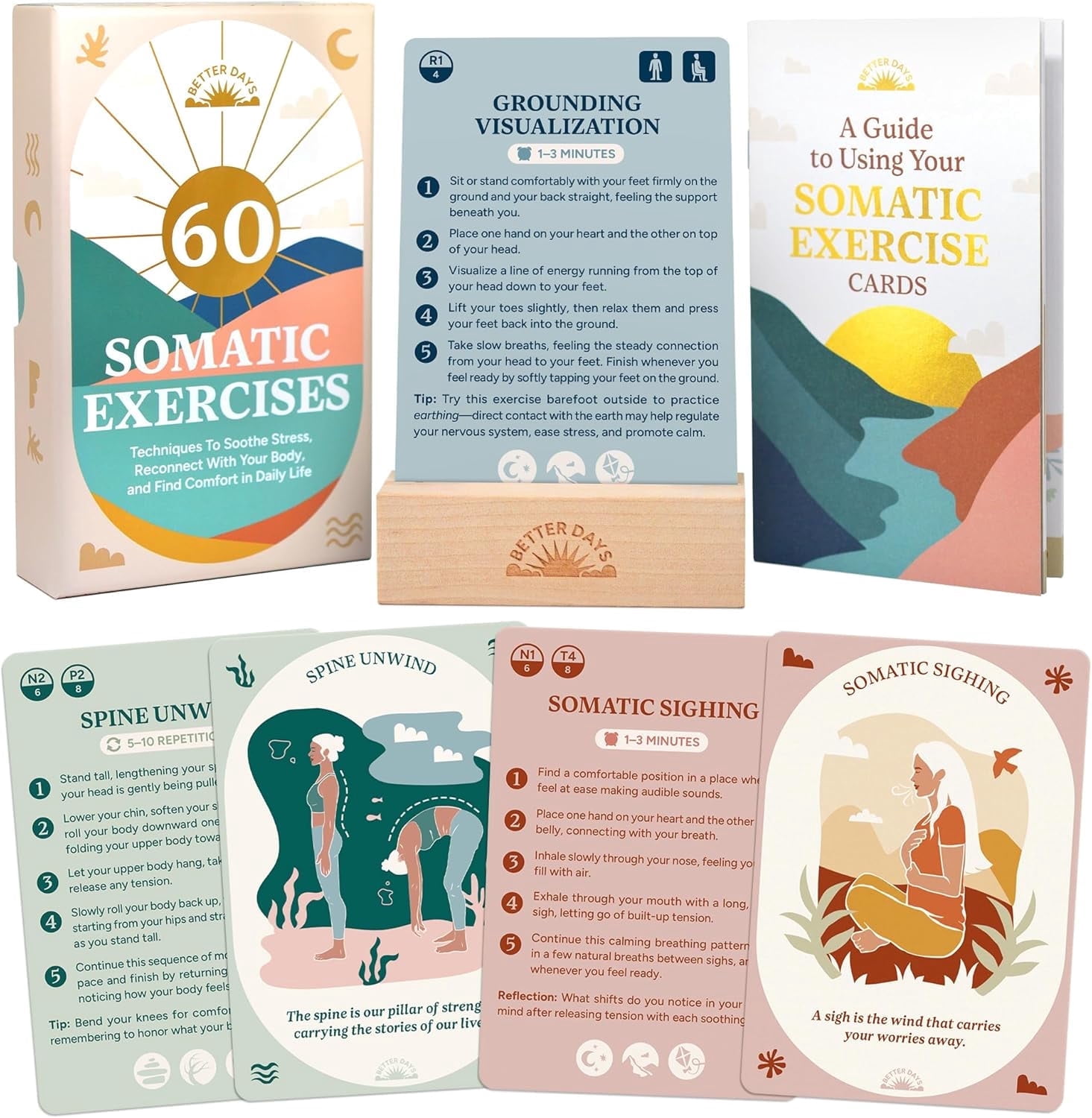 Better Days 60 Somatic Therapy Exercise Cards for Nervous System ...
