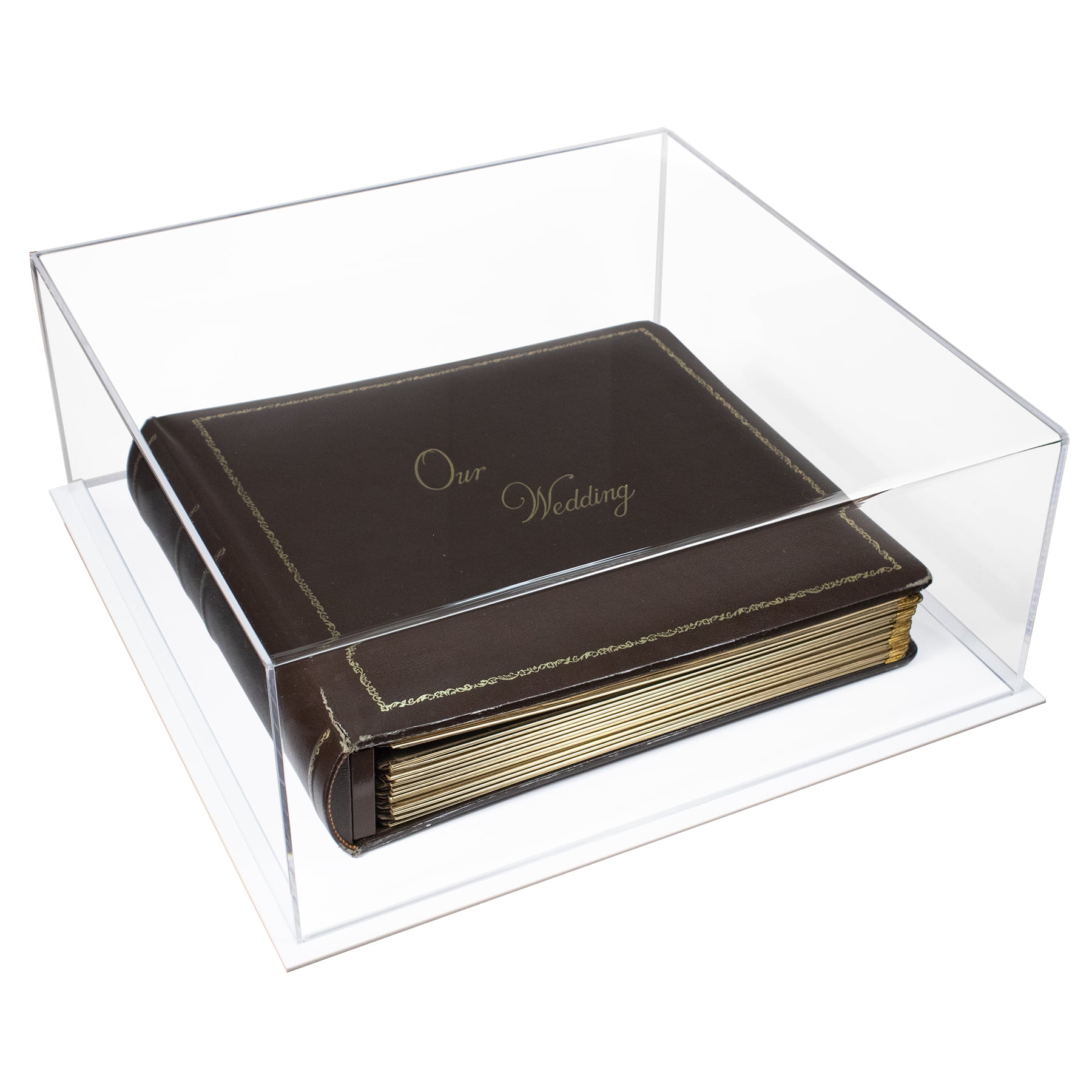 Better Display Cases Clear Acrylic Photo Album Display Case with White ...