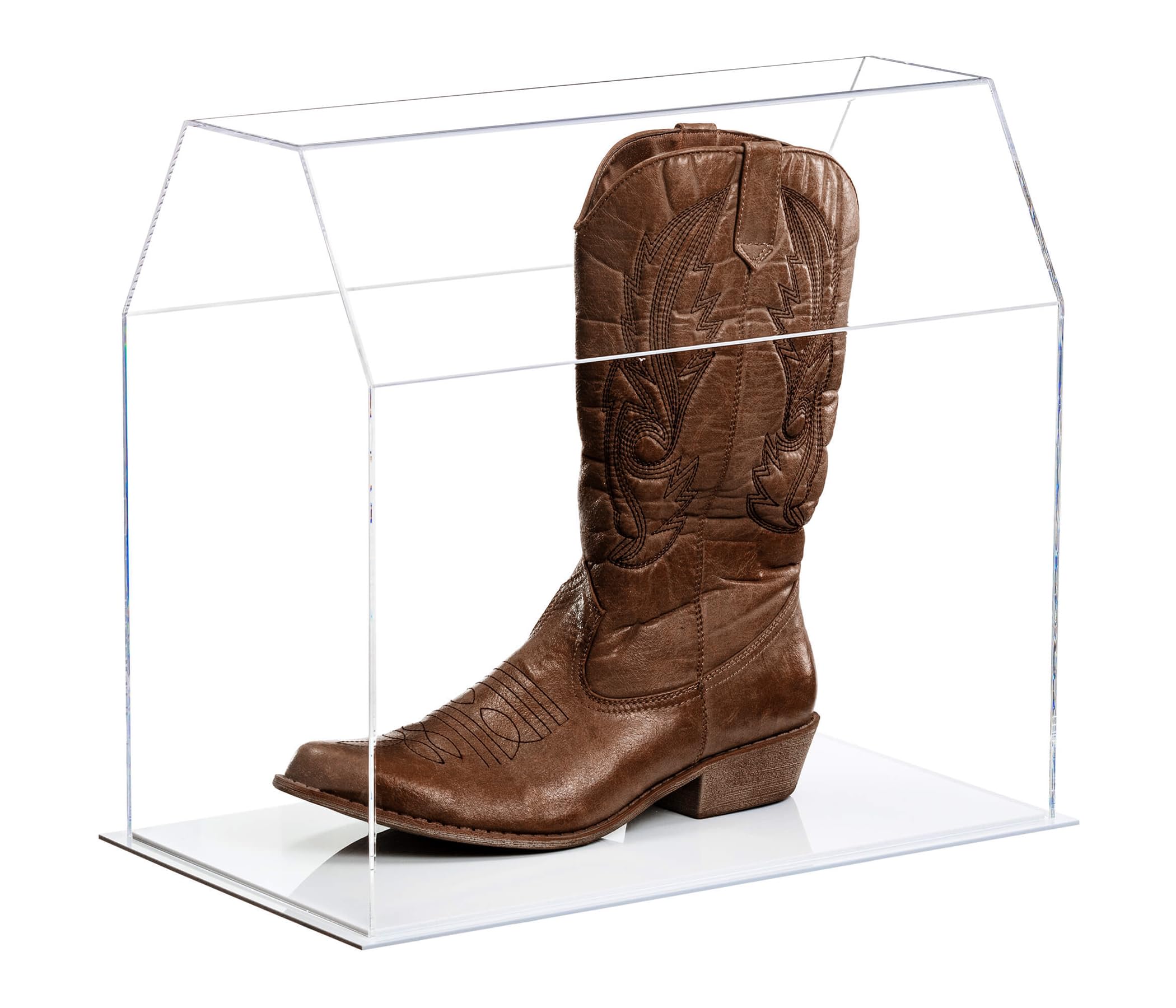 Better Display Cases Cowboy Boot Clear Acrylic Display Case with White ...