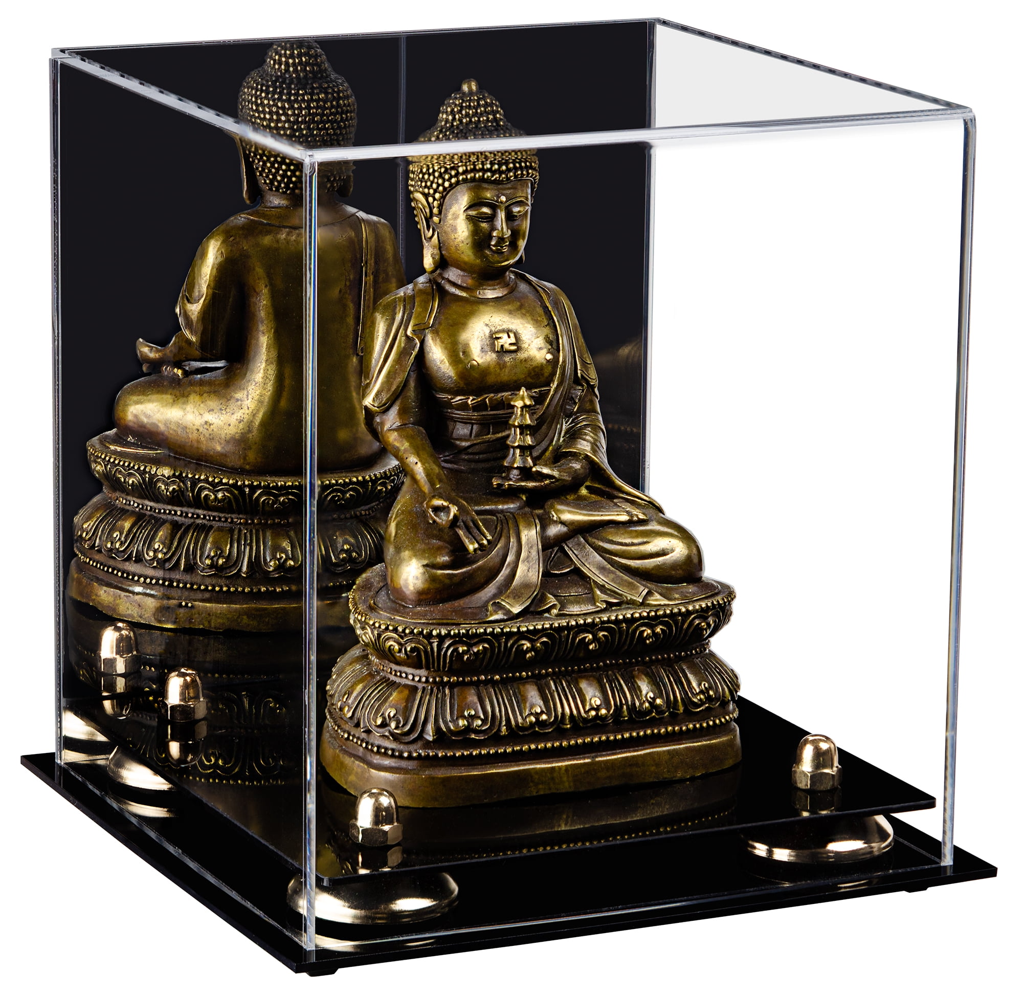 Versatile Acrylic Display Case - Small Rectangle Box with Gold Risers ...