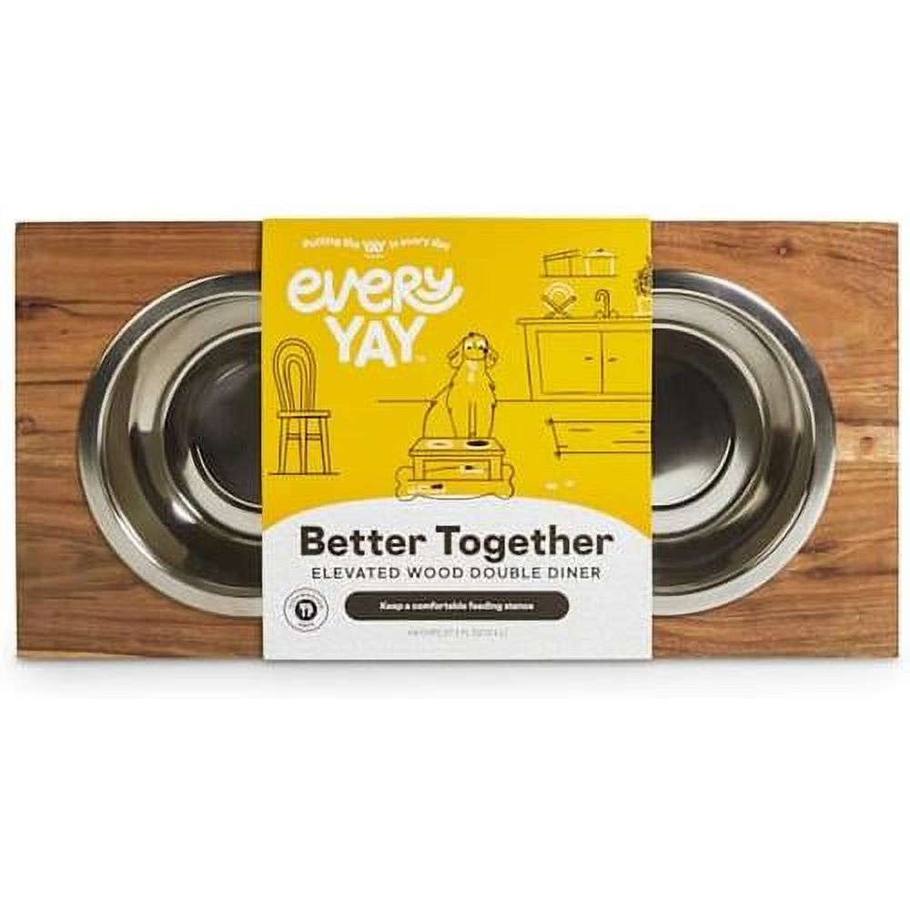 Better Elevated Wood Double Diner With Stainless-Steel Bowls For Dogs ...