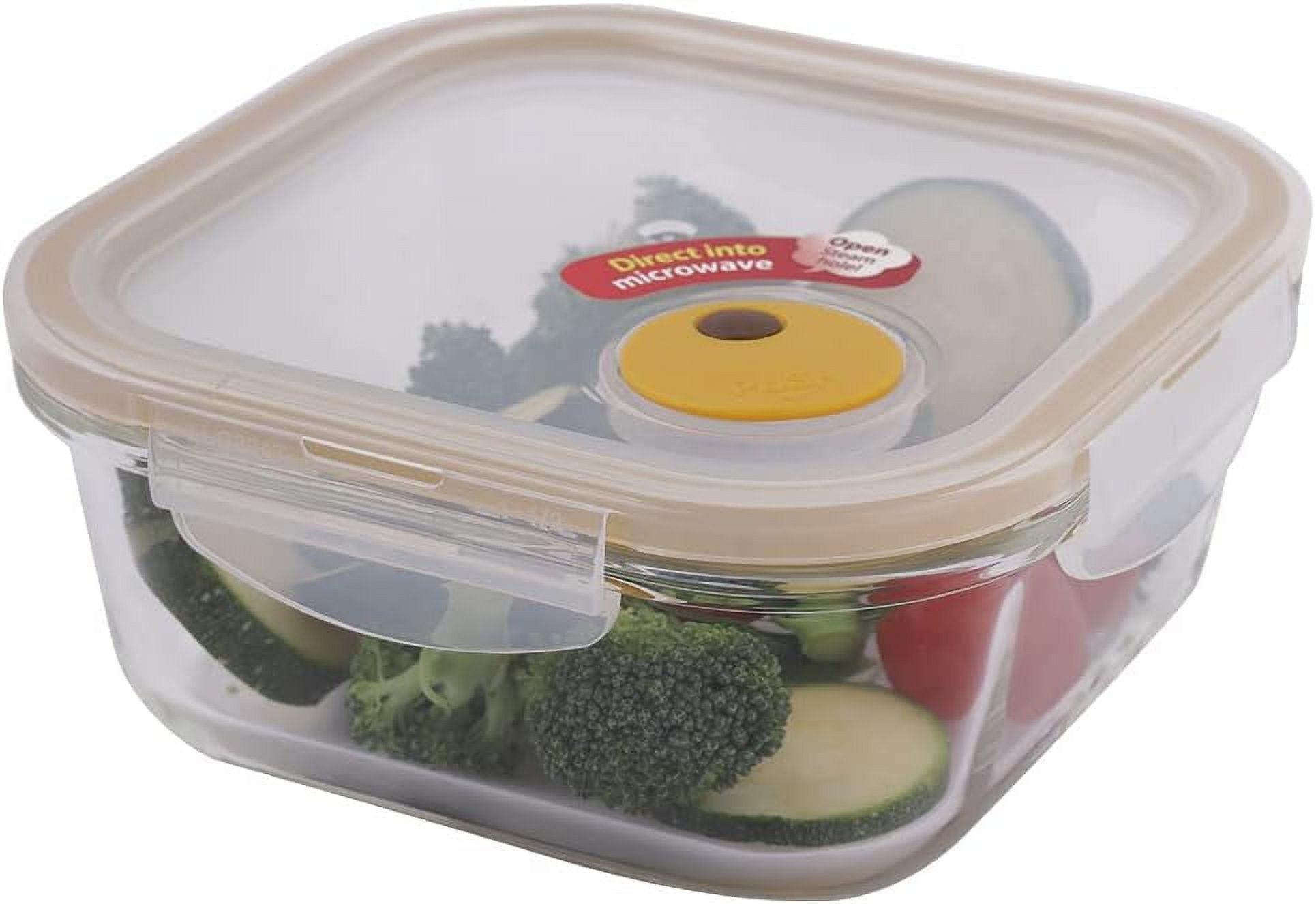 Better Glass Food Storage Container with Steam Vent Lid, Square-25 oz ...