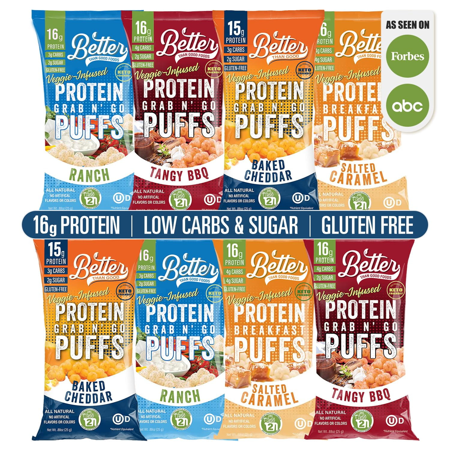 Better Than Good 8 KEF16 Packs Keto, Gluten-Free Protein Puffs - Paleo ...
