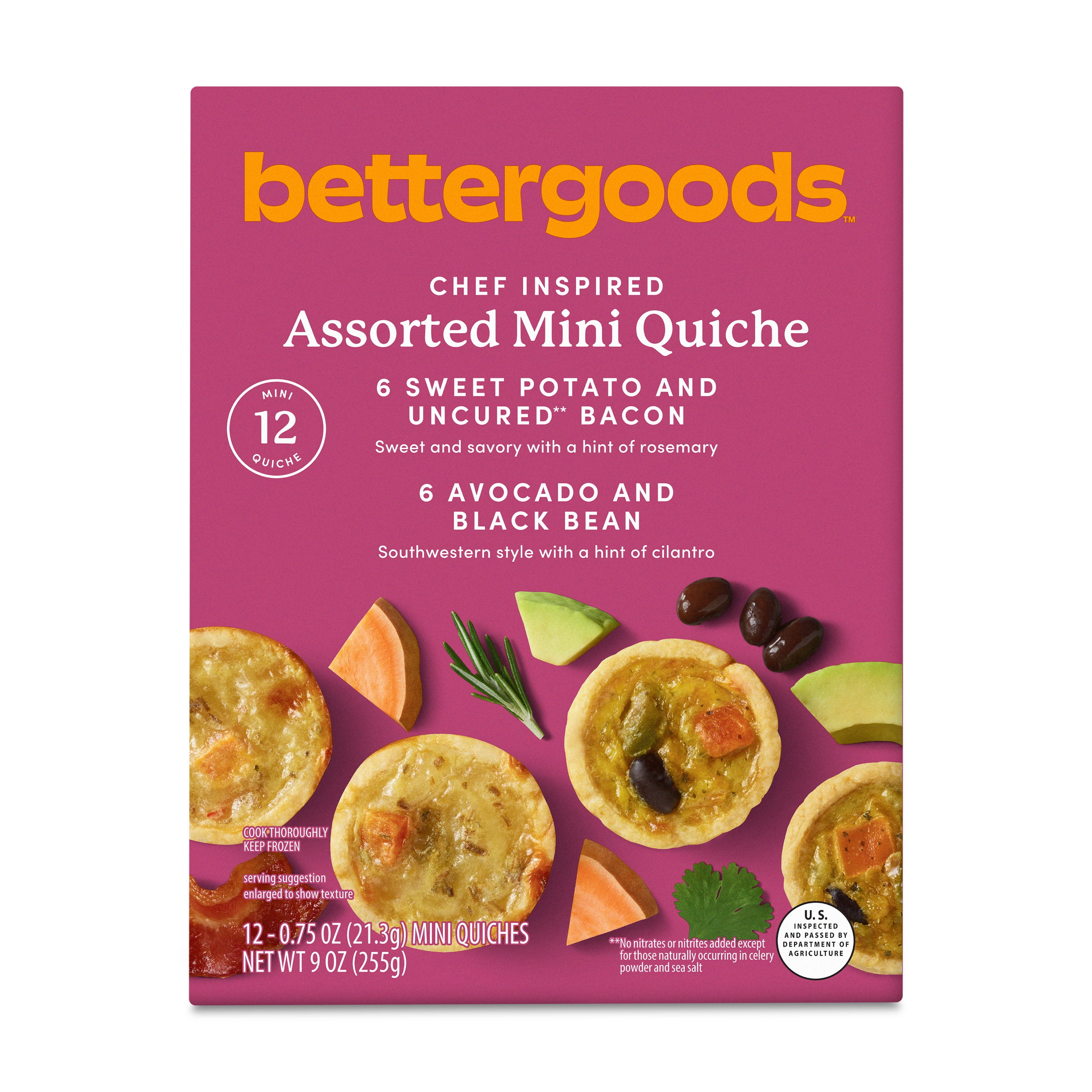 bettergoods Chef Inspired Assorted Mini Quiche, 12 Count, 9 oz (Frozen ...