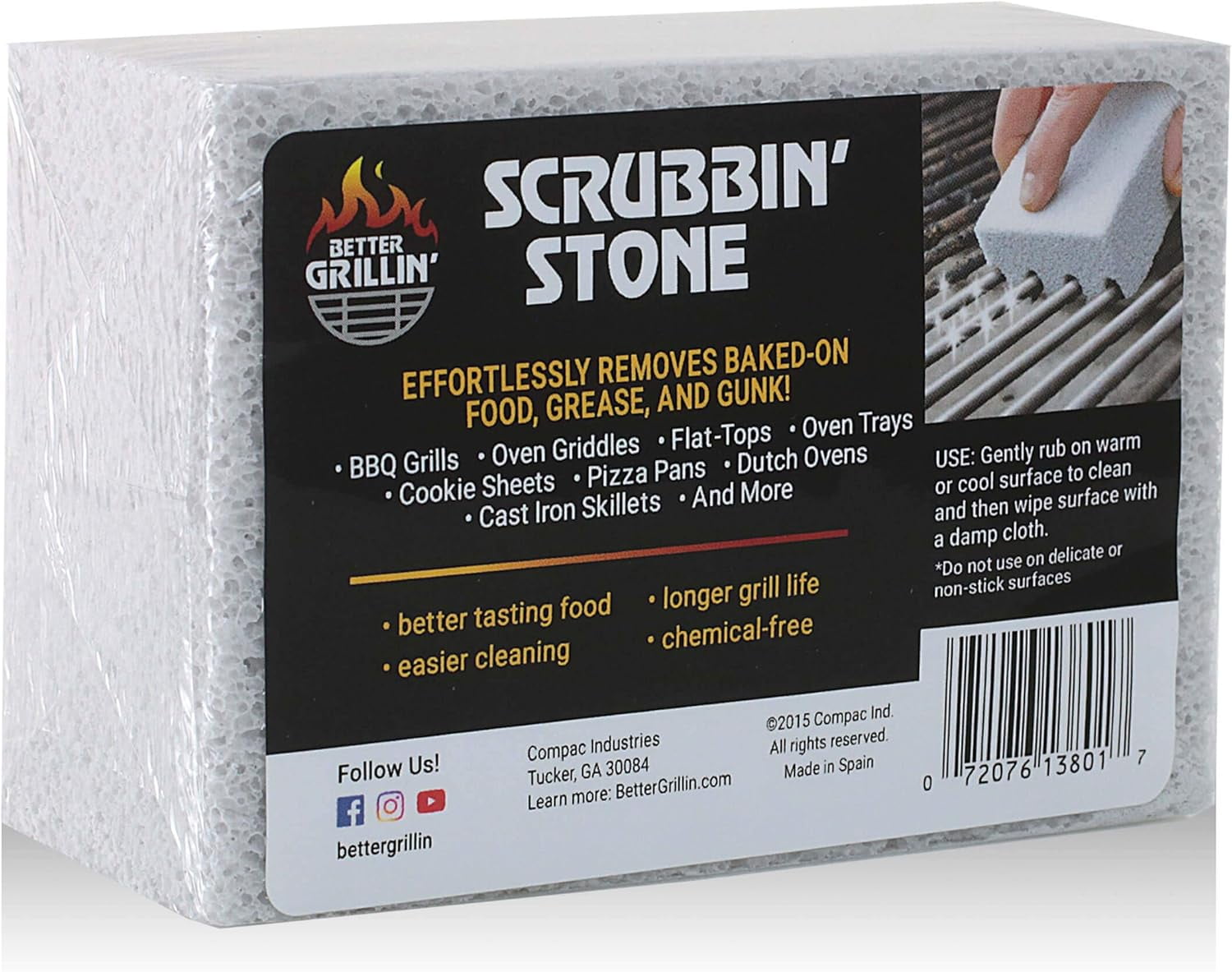 Better Grillin Scrubbin Stone Grill Cleaning Brick Block | Griddle ...