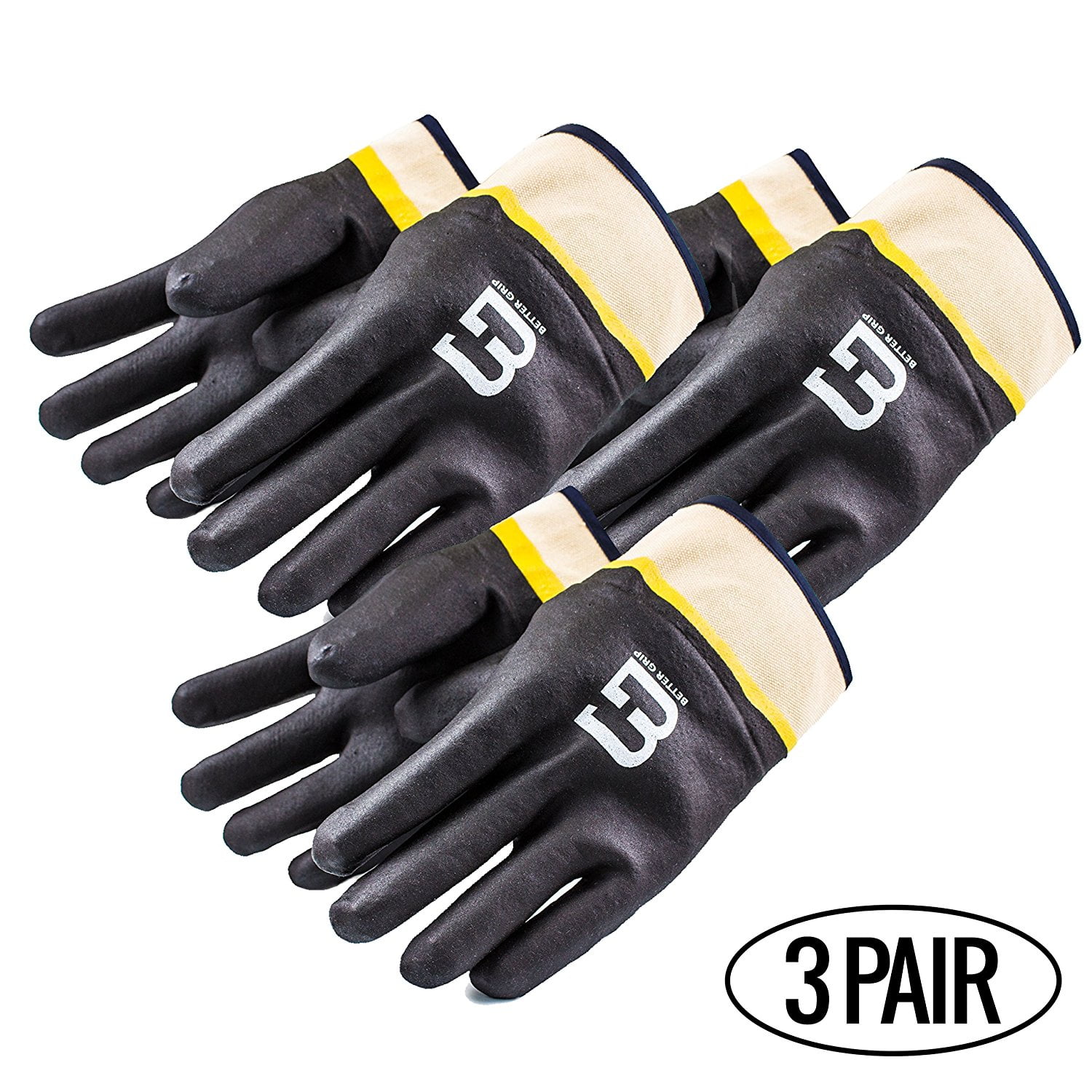 Better Grip Black PVC Glove Safety Cuff For Garbage pick up and oil ...