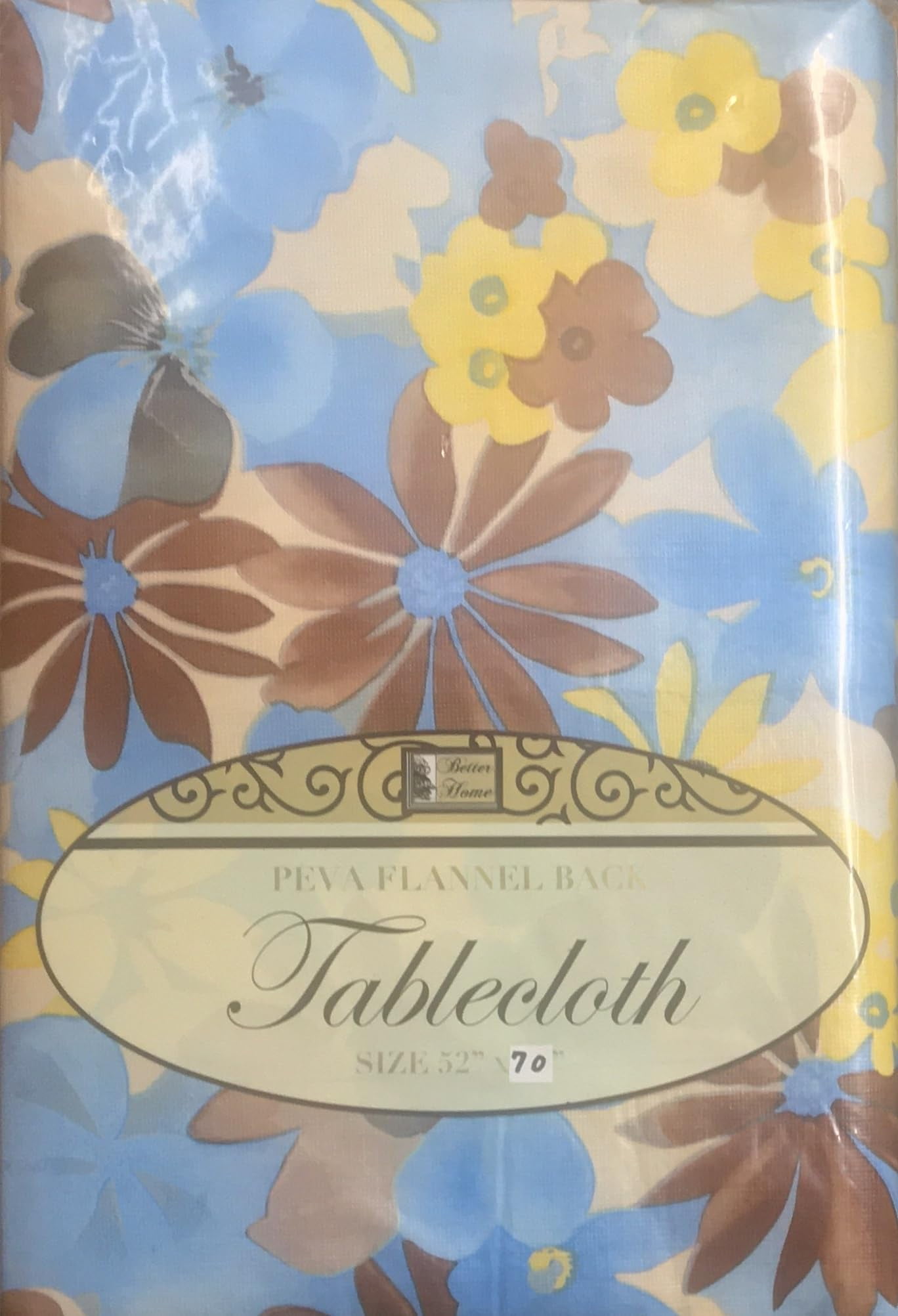 Better Home 52"x70" Oblong PEVA Tablecloth Flannel Backed Kitchen ...