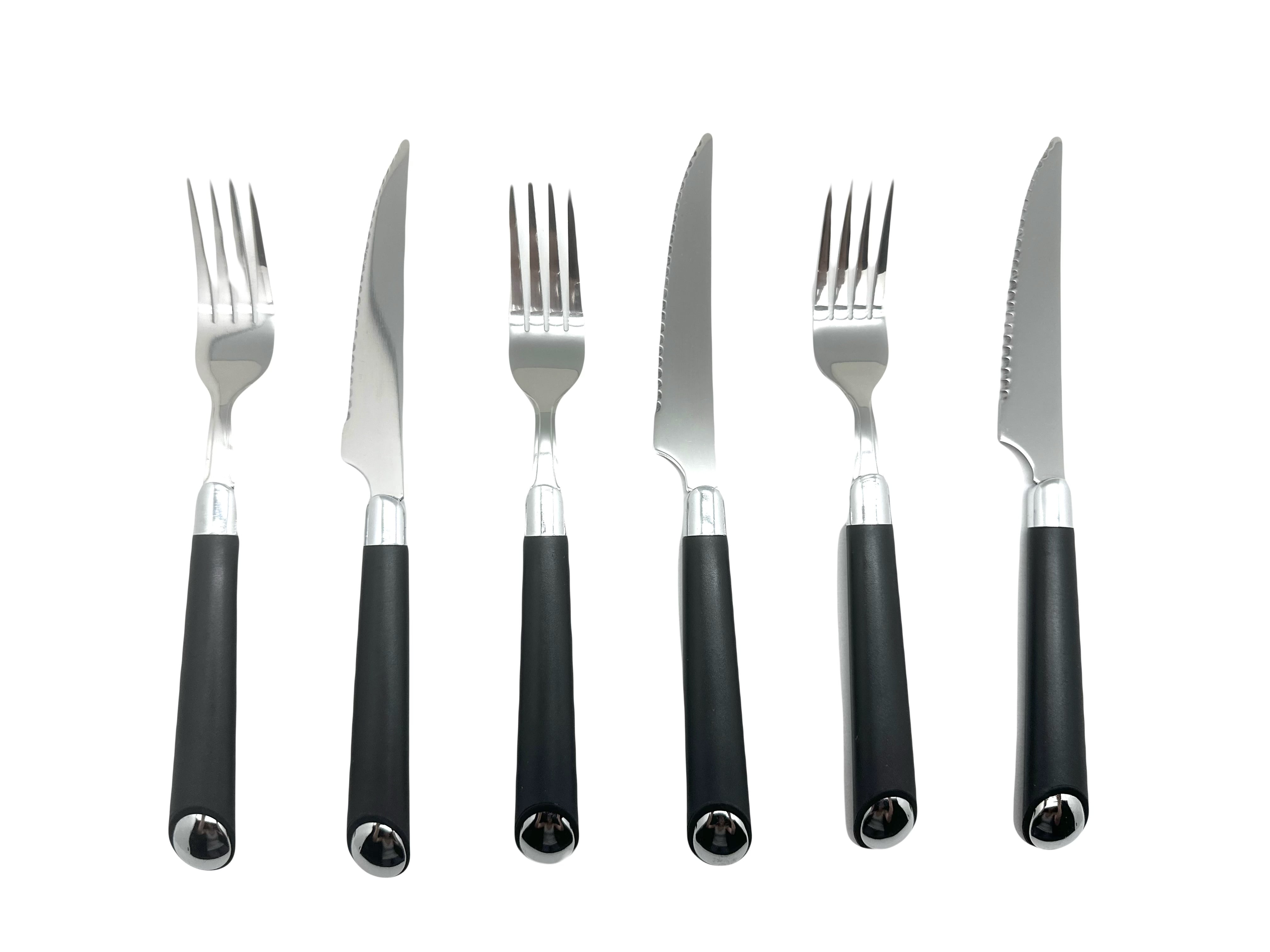 Better Home Cutlery 12 pcs Steak Knife Set -Black Handle Cutlery Set ...