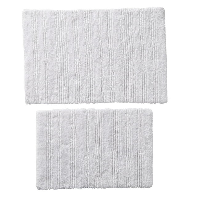 Better Home & Gardens Cut & Loop Reversible 2 Piece Bath Rug Set, White ...