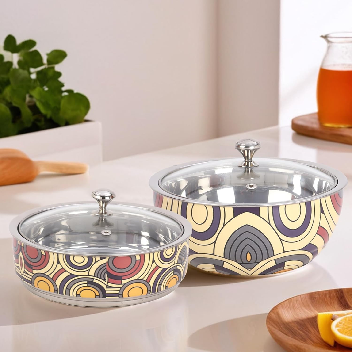 The Better Home Insulated Roti Curry Casserole Set of 2 15L Each Steel ...