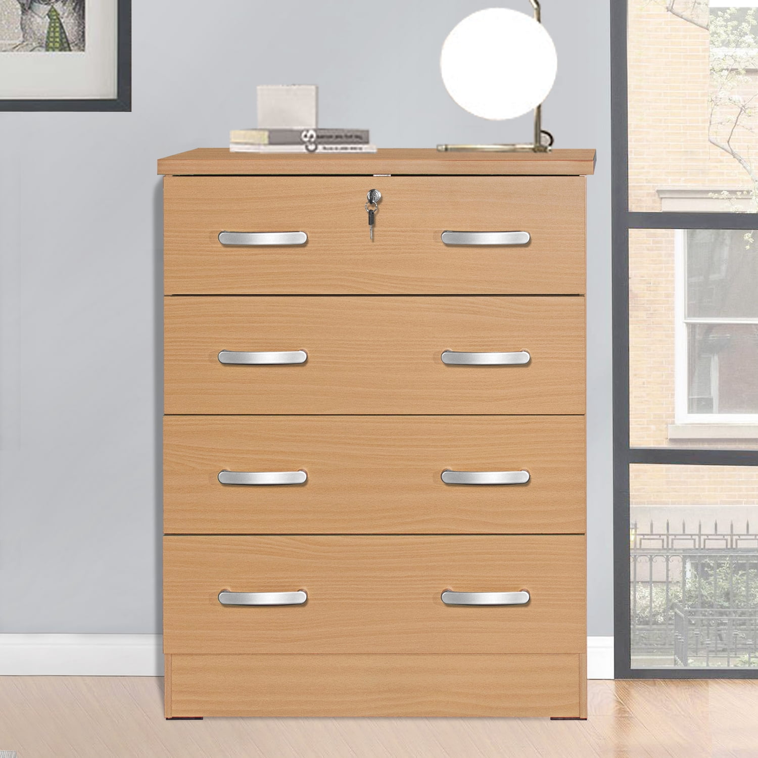 Better Home Products 4 Drawer Chest Dresser Wooden Storage Unit with ...