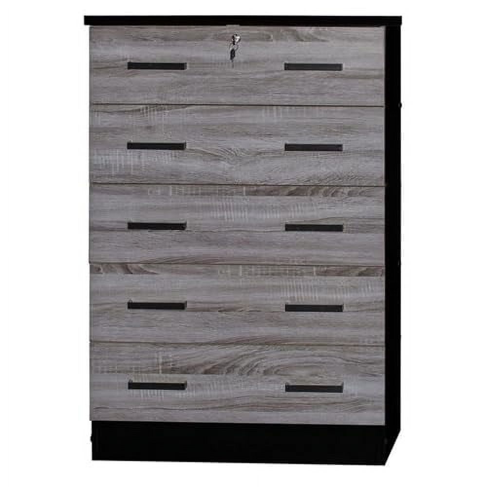 Better Home Products Cindy 5 Drawer Chest Wooden Dresser with Lock in ...