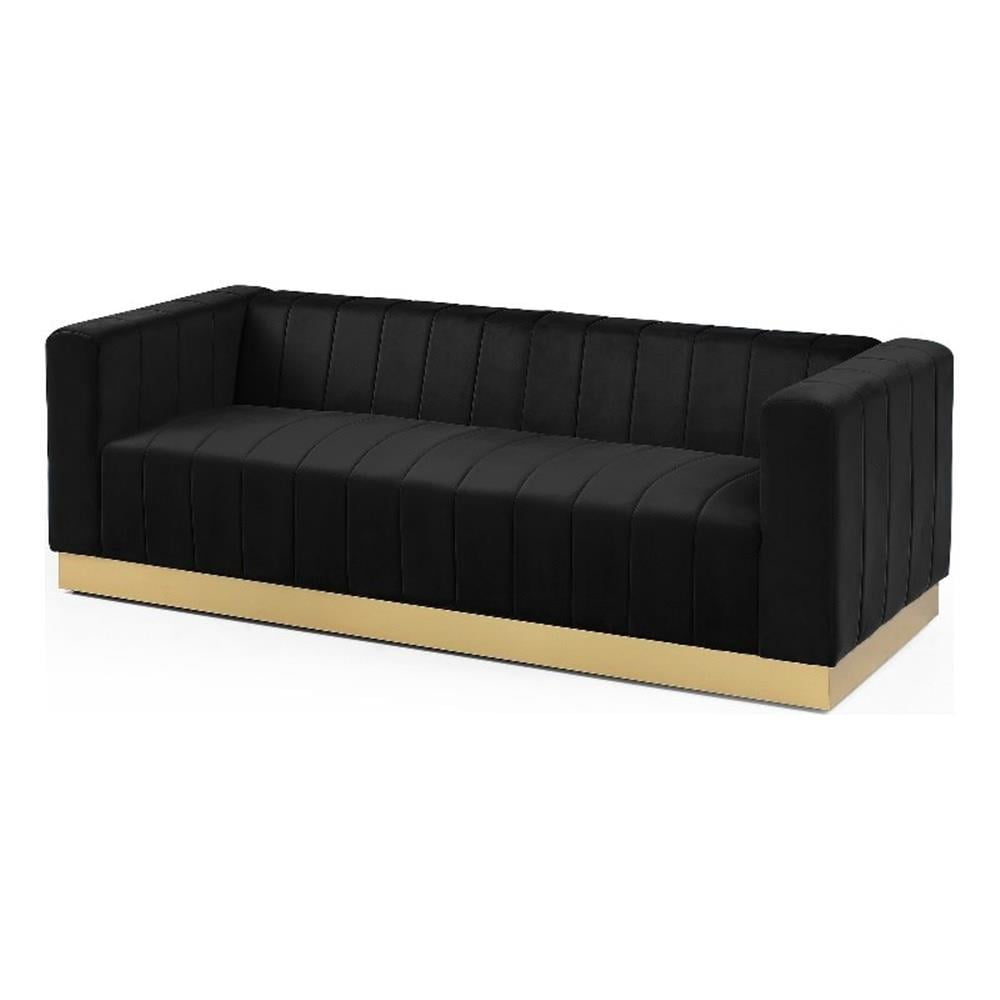 Better Home Products Classic Foxy Velvet & Steel Couch in Black/Gold ...