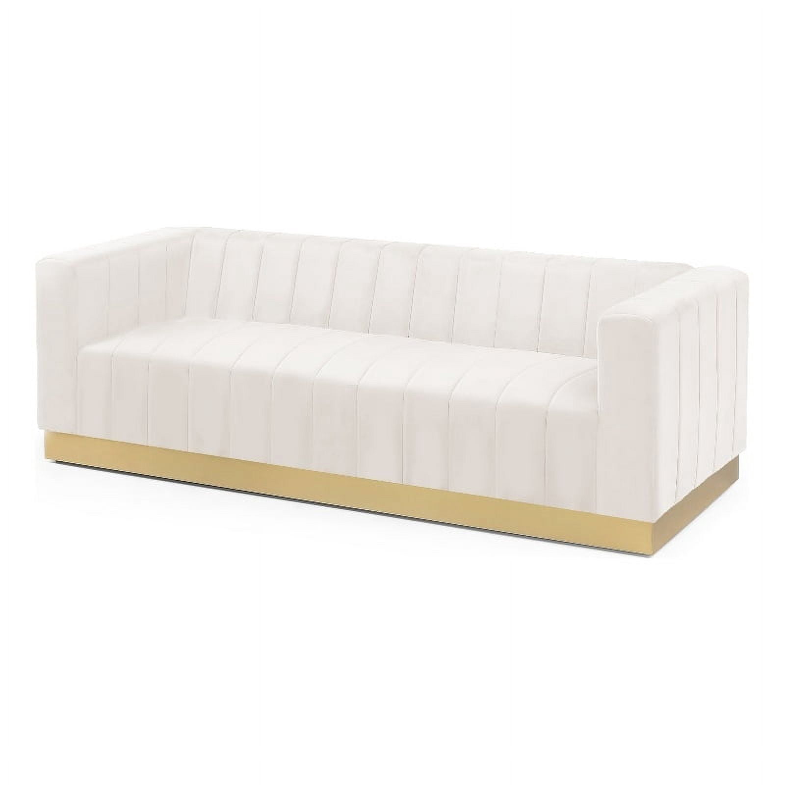Better Home Products Foxy Upholstered Velvet & Steel Sofa in Cream/Gold ...