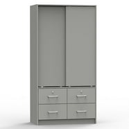 WIAWG 4-Door Bedroom Armoire, Modern Closet with Mirrors, Rods, Drawers ...
