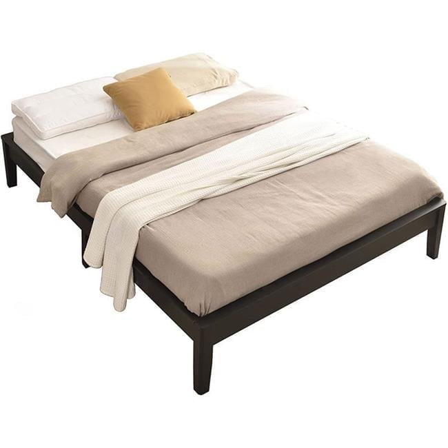 Better Home Stella Solid Pine Wood Queen Size Platform Bed Frame, Black ...