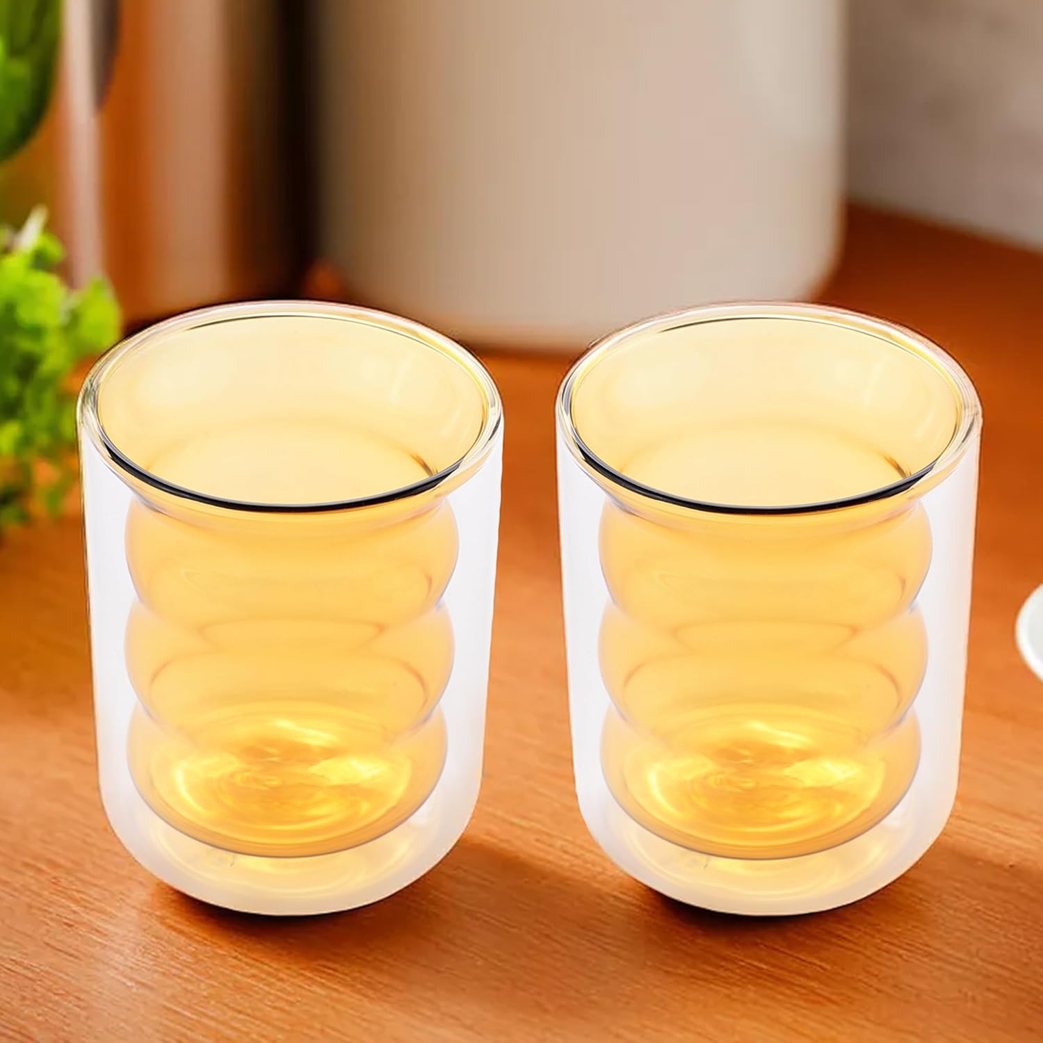 The Better Home Zest Series Coloured Double Wall Glass Cup 2Pcs 200ml ...