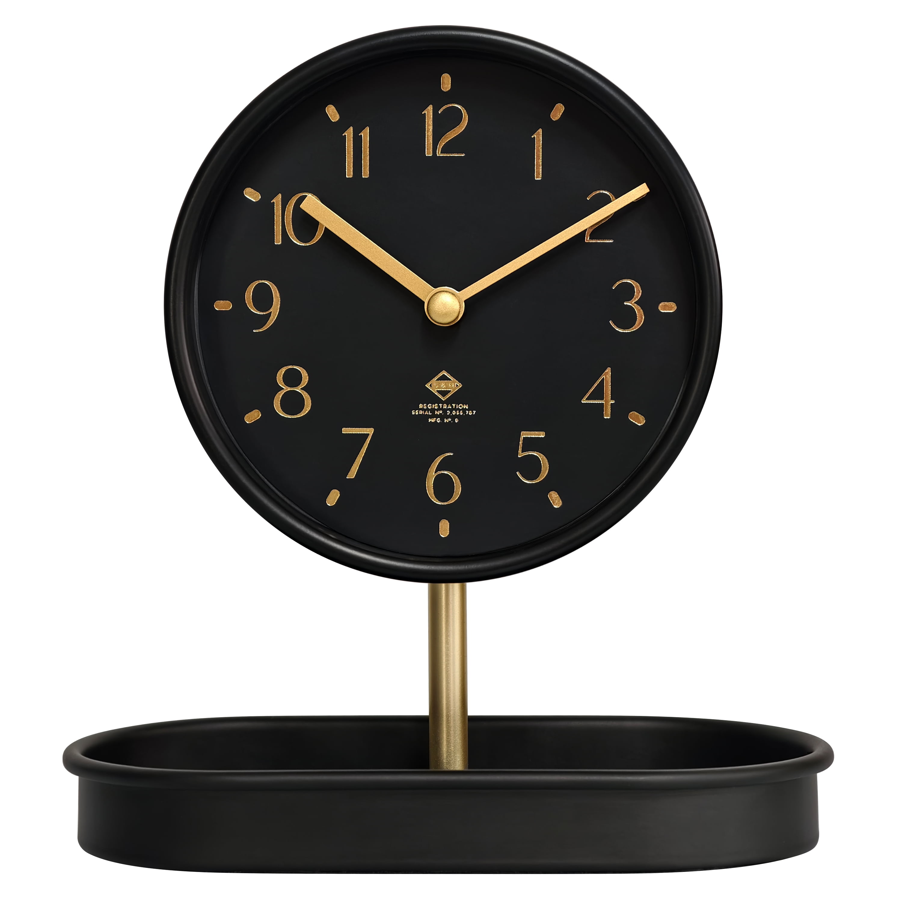Better Homes & Gardens Black and Gold Tabletop Clock with Trinket Tray ...