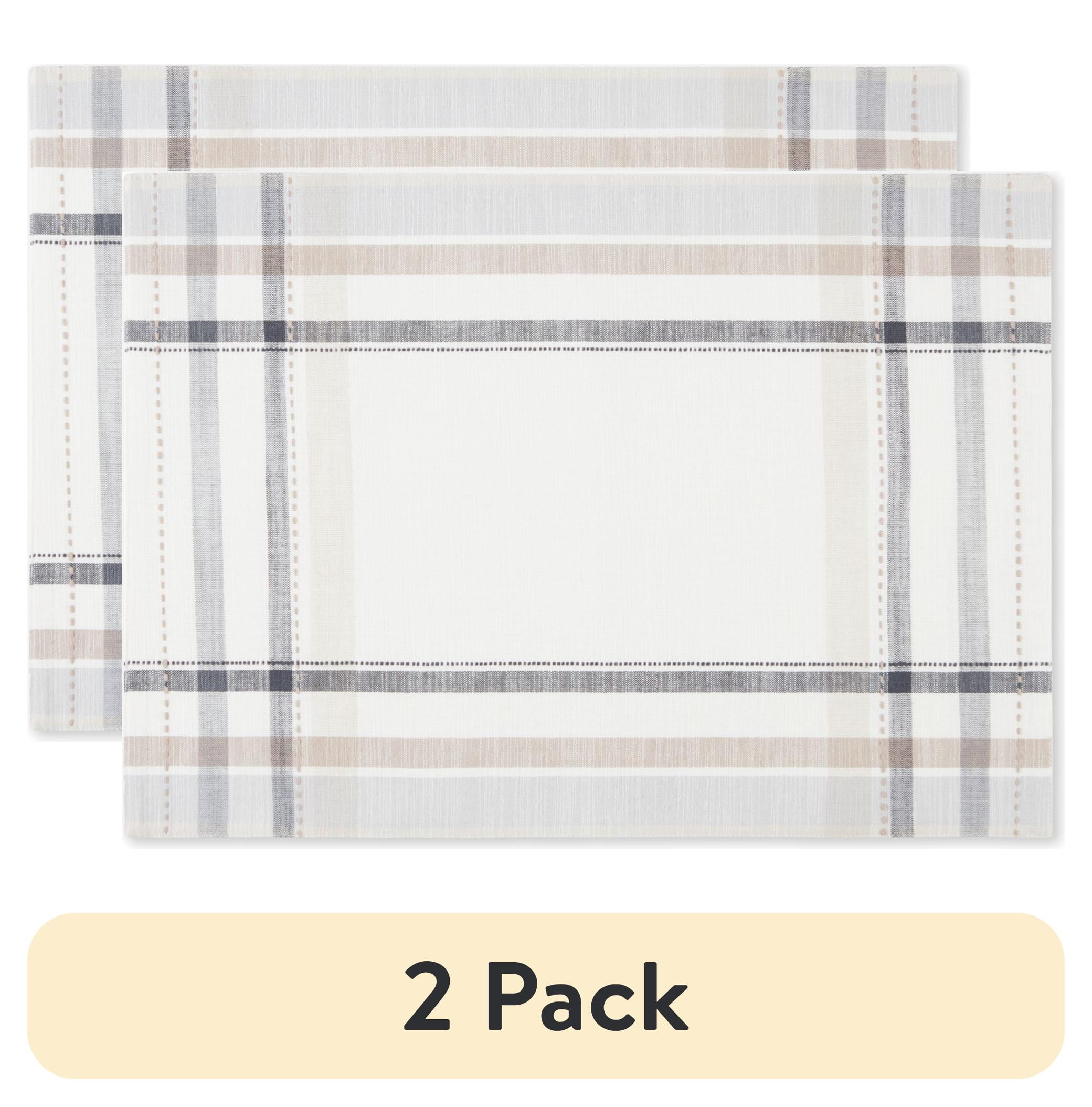 (2 pack) Better Homes & Garden Monday Plaid Fabric Placemat, Beige, 14 ...