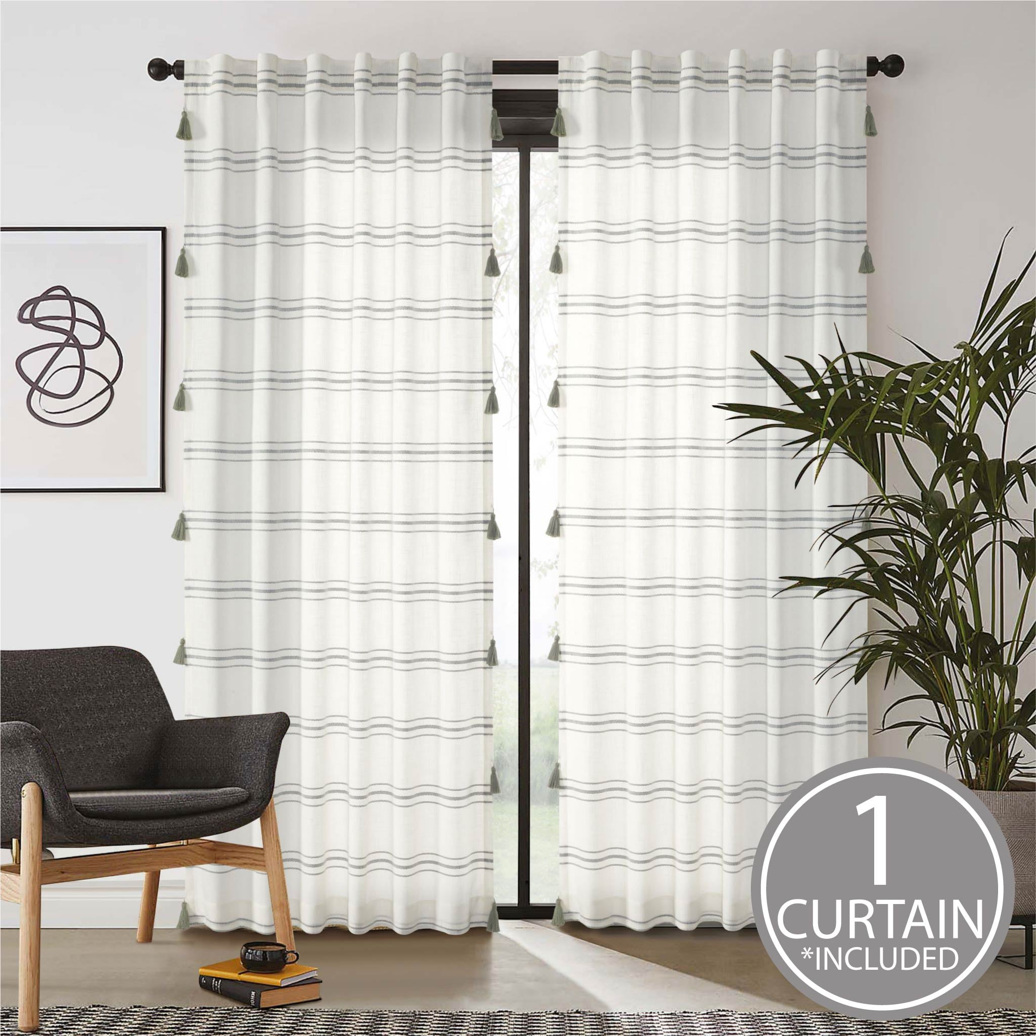 Better Homes & Gardens Poly-Cotton Light Filtering Striped Curtain ...