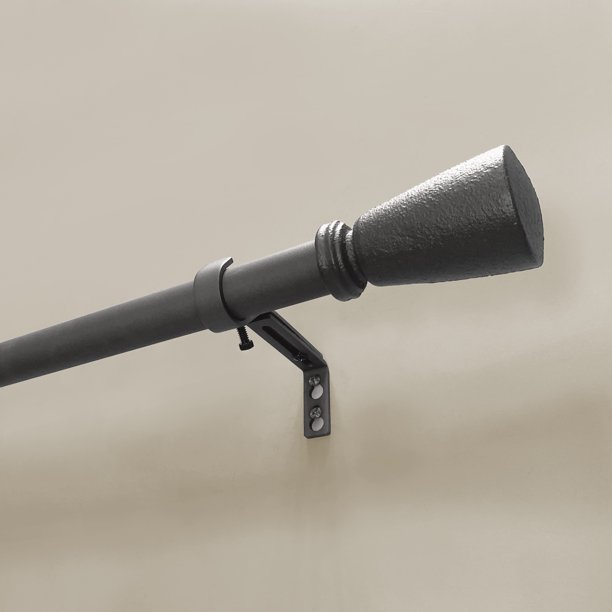 Better Homes & Gardens 1” Adjustable Single Curtain Rod, Cast Iron Cone ...