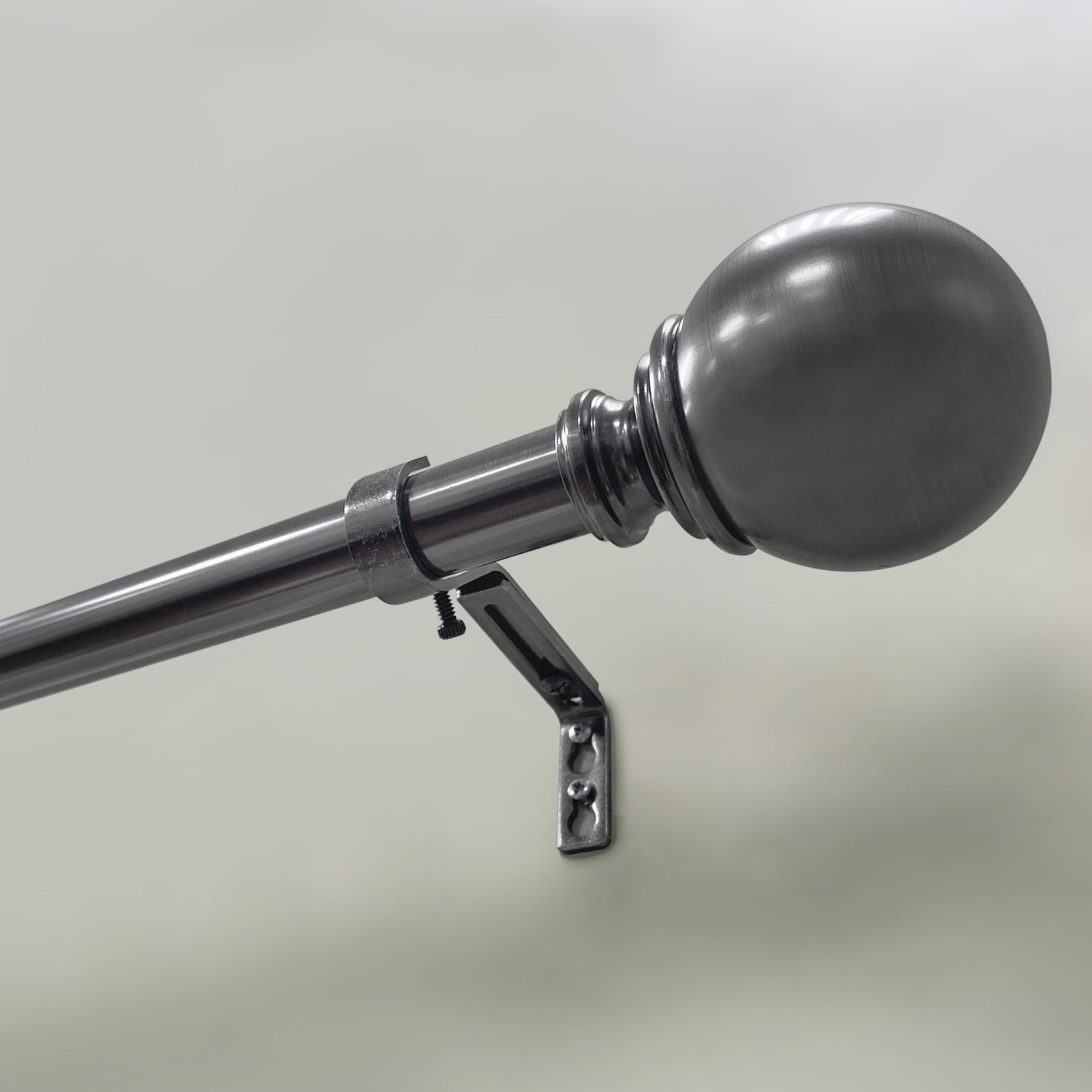 Better Homes & Gardens 1” Metal Ball Single Curtain Rod, Pewter, 42-120 ...