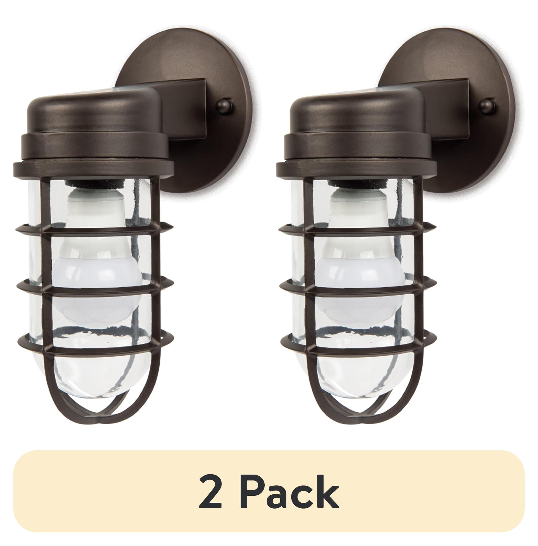 (2 pack) Better Homes & Gardens 10" Outdoor Wall Light, Bronze Metal ...