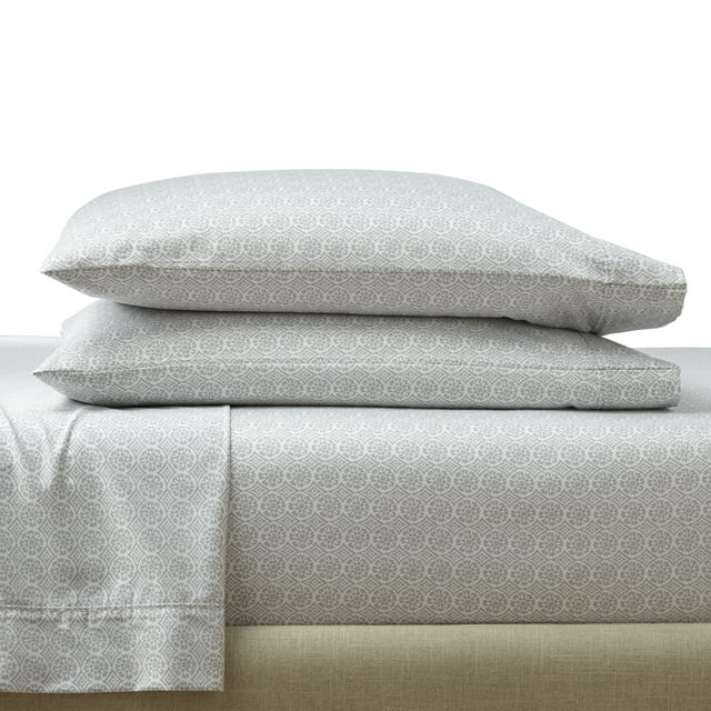 Better Homes & Gardens 4-Piece 300 Thread Count Suzani Soft Silver Cotton Sateen Bed Sheet Set ...