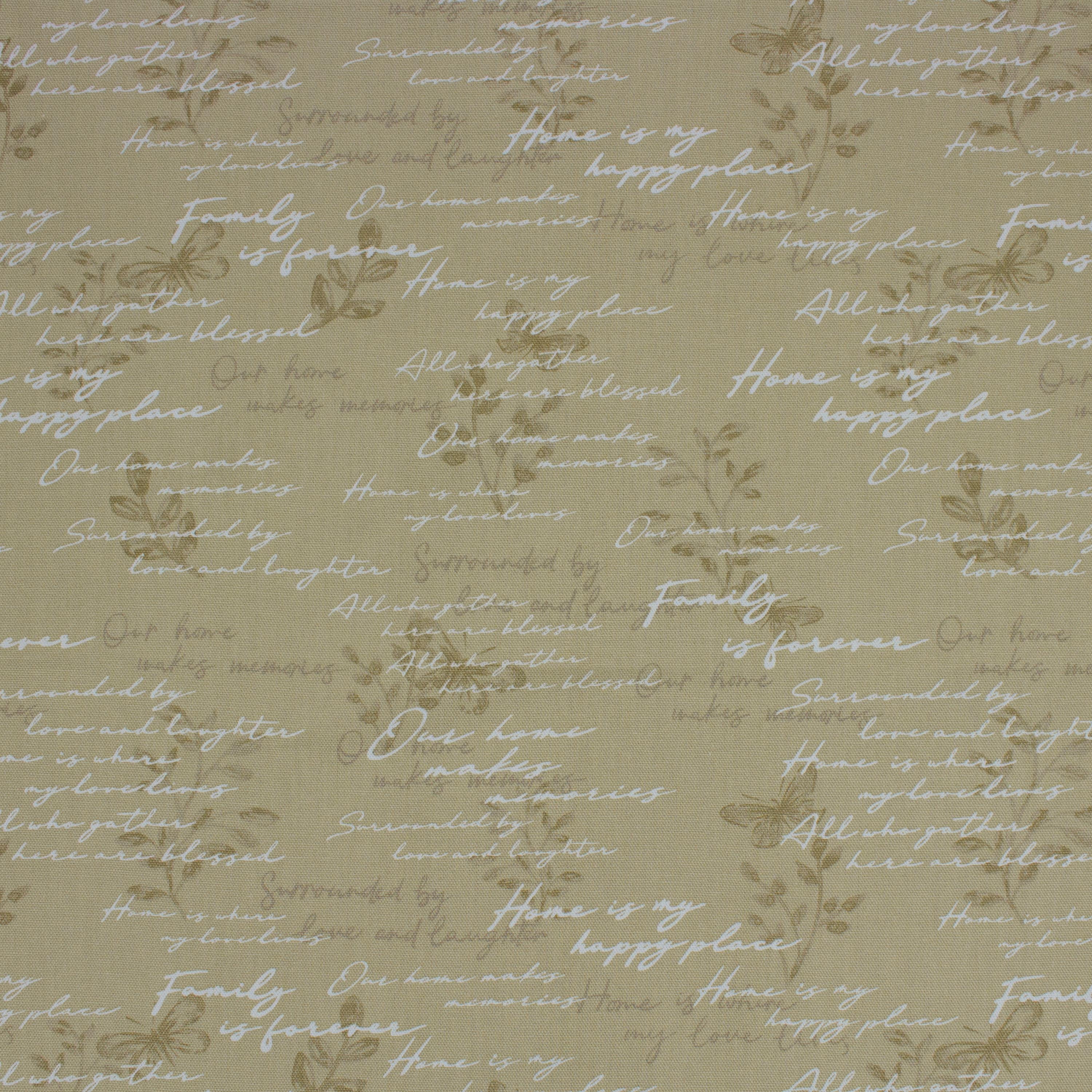 Better Homes & Gardens Cotton Fabric Sentiments Beige 2 Yard Precut for ...