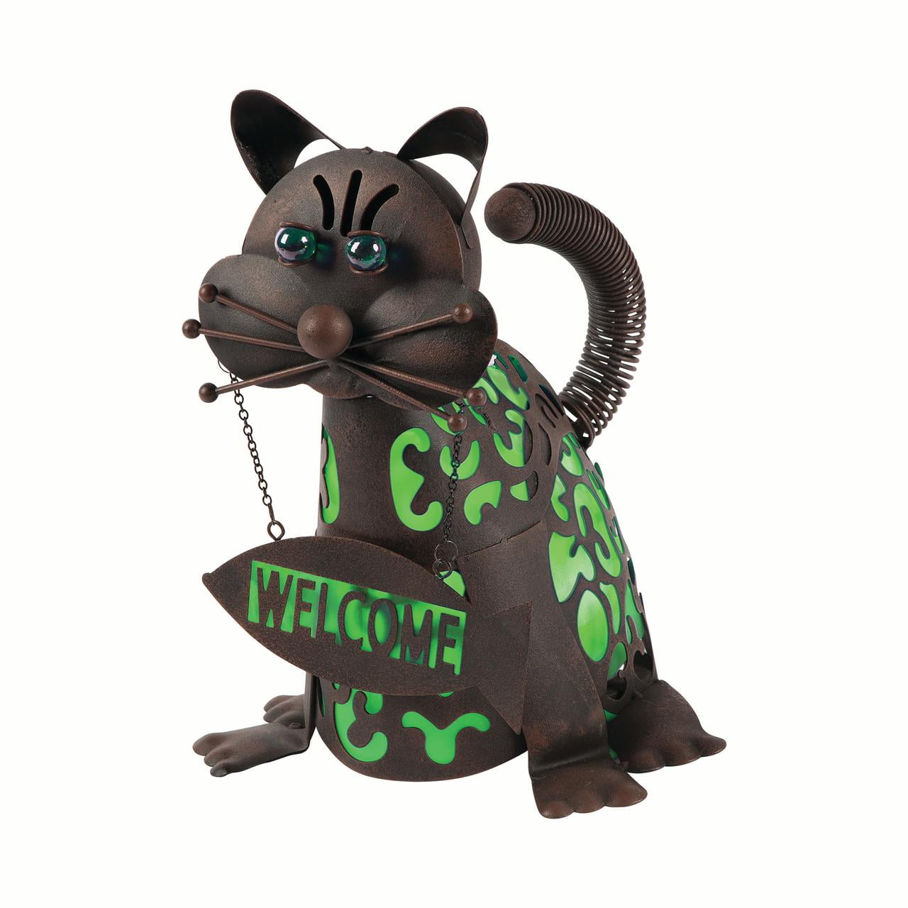 Better Homes & Gardens 11.42" H Metal Rustic Brown Solar Powered Cat ...